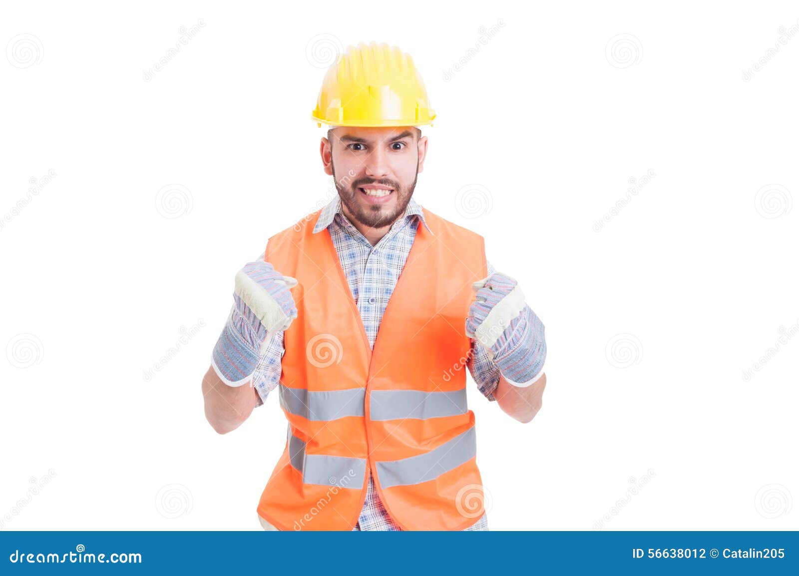 Excited and Enthusiastic Construction Worker Stock Photo - Image of ...