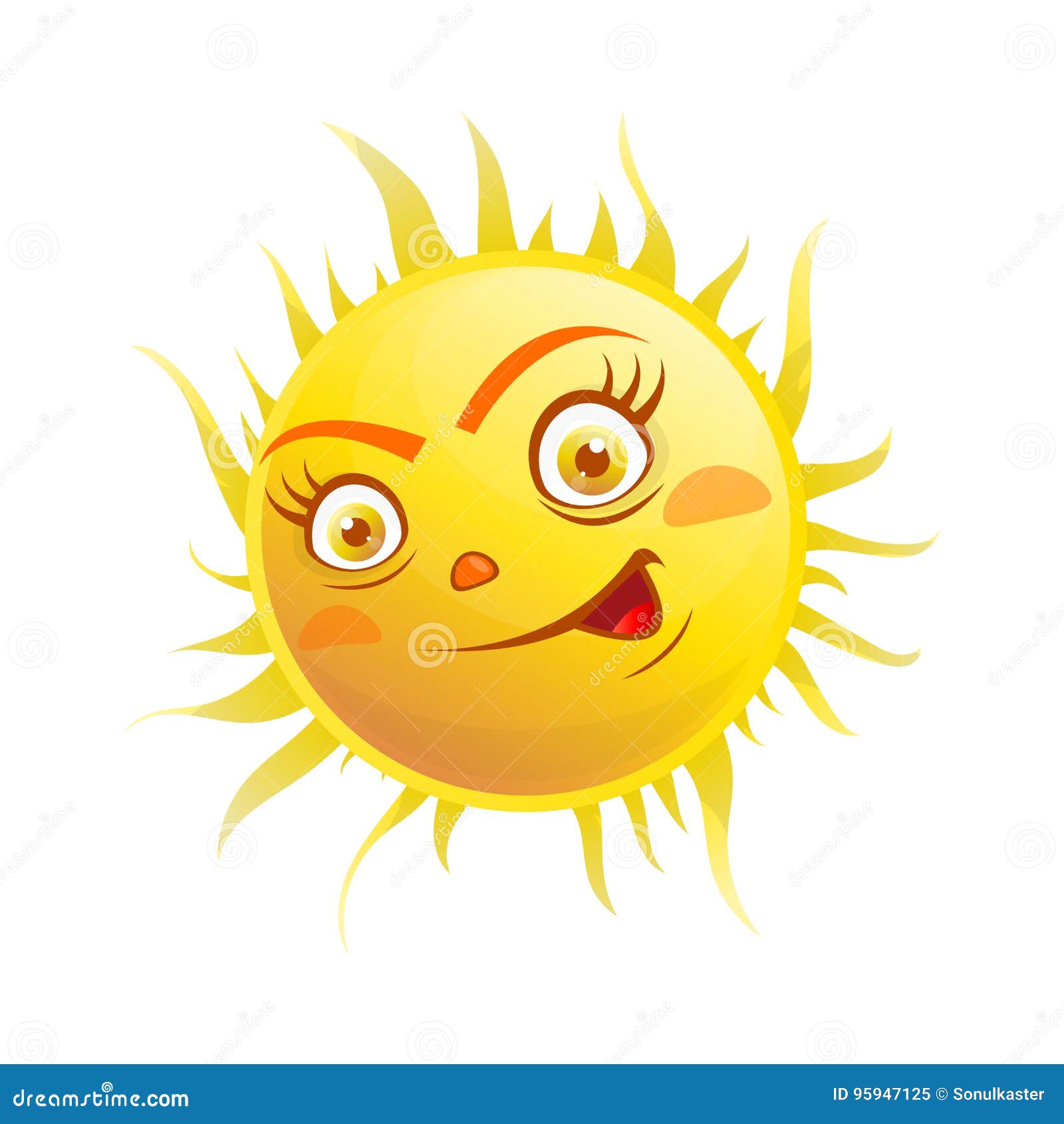 Excited face on sun stock vector. Illustration of positive - 95947125