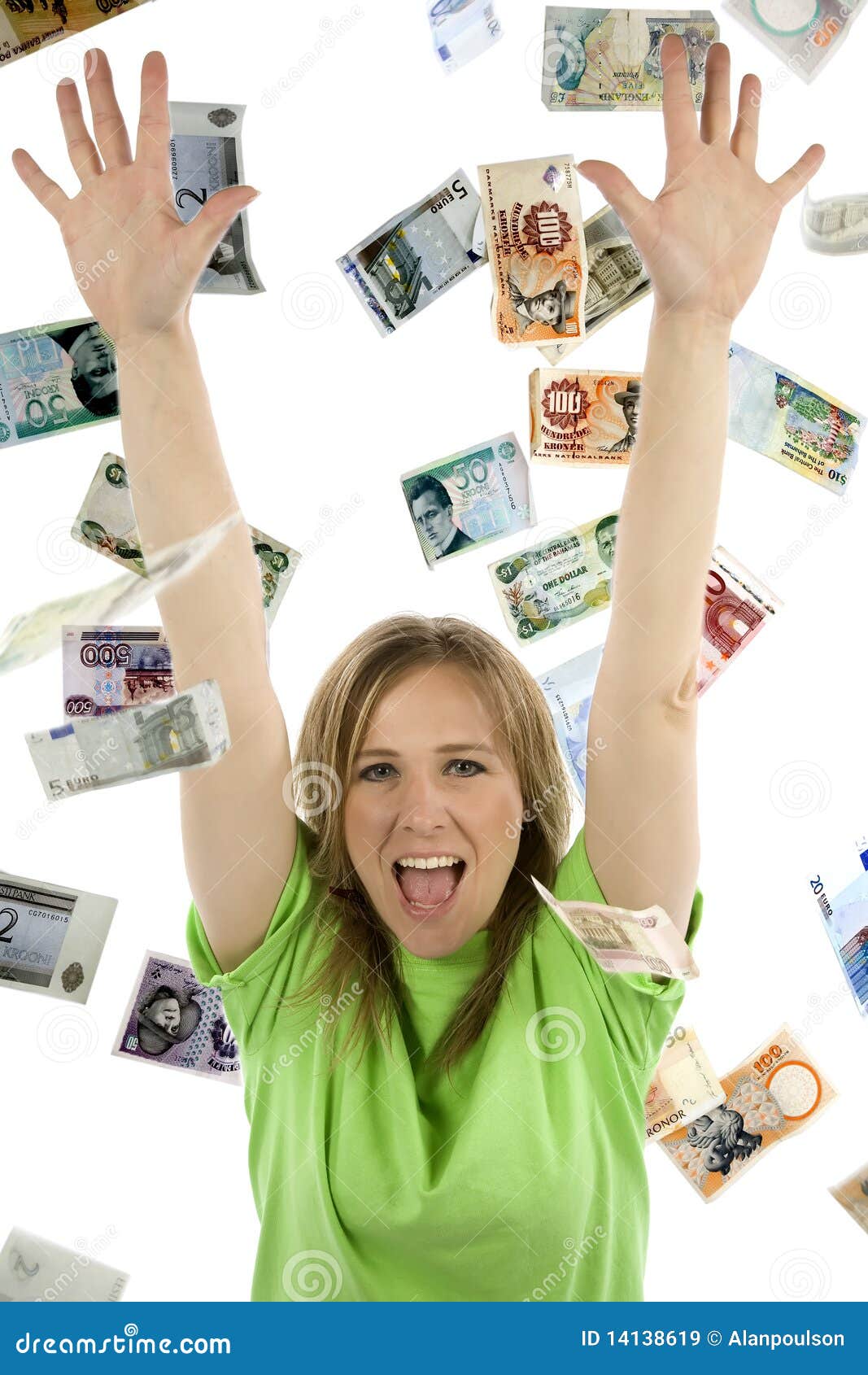 Excited about Falling Money. Stock Image - Image of payment, cash: 14138619