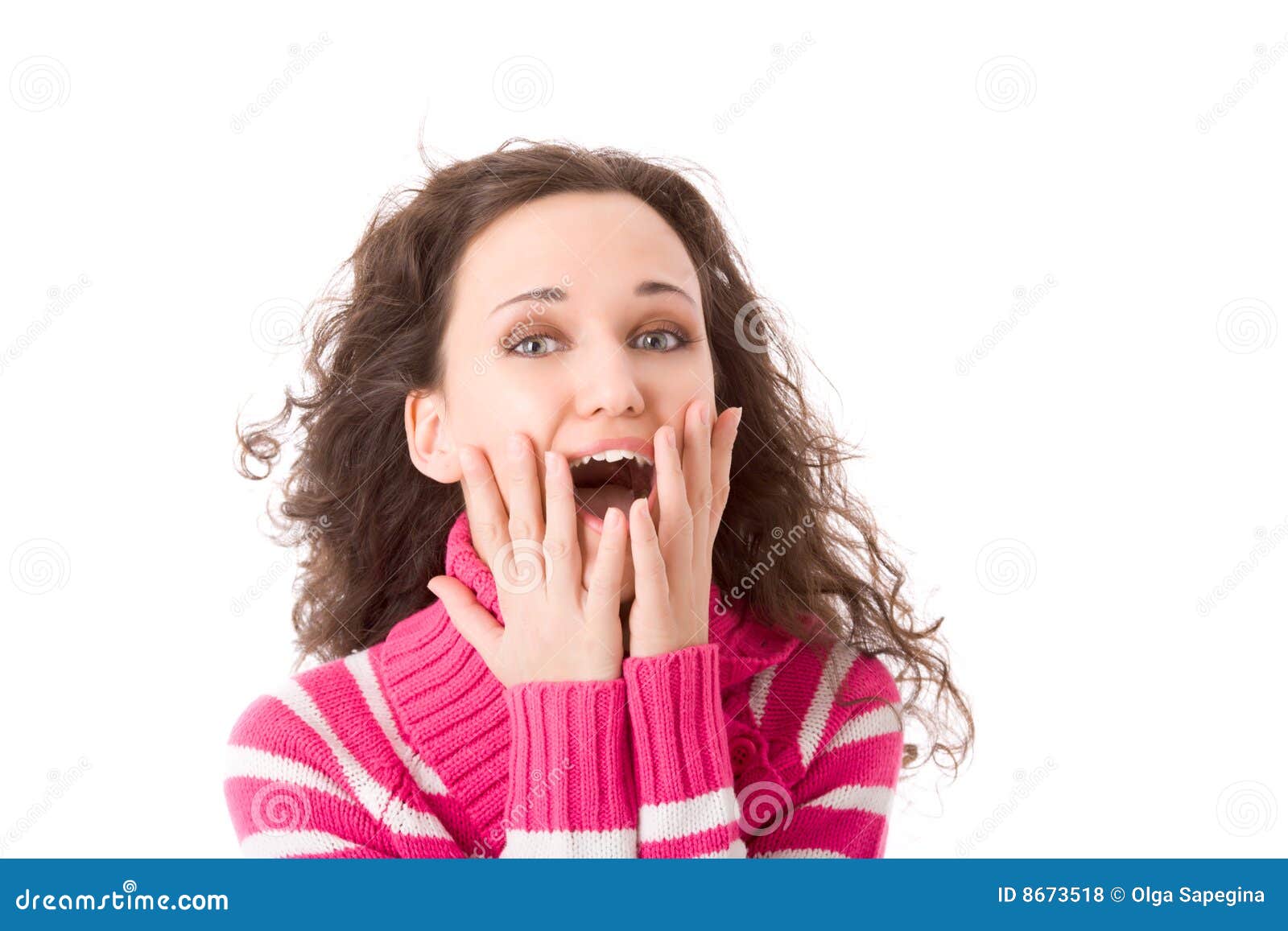 Excited girl stock photo. Image of caucasian, brunette - 8673518