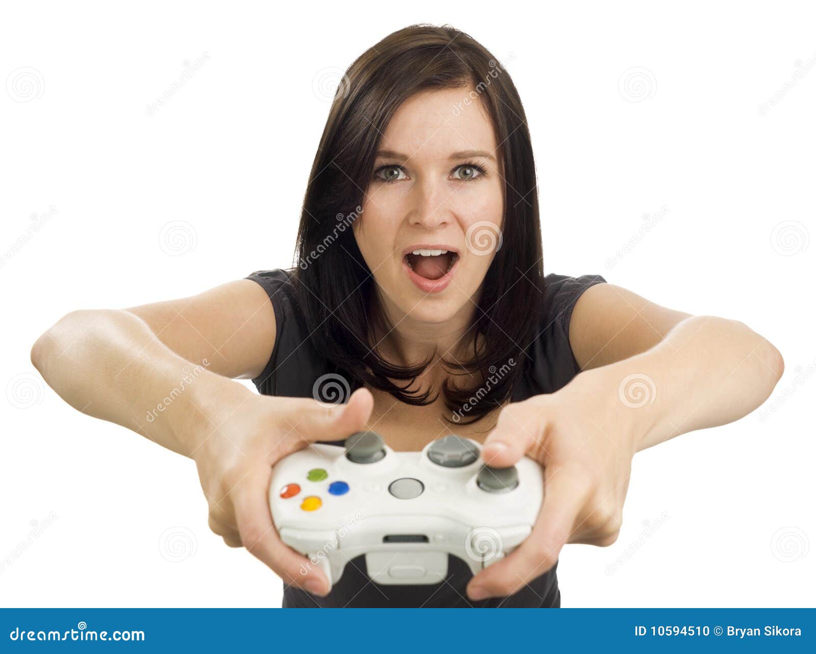 Excited Girl Holding Video Game Controller Stock Photo - Image of games ... Excited Girl Holding Video Game Controller Stock Photo - Image of games ...