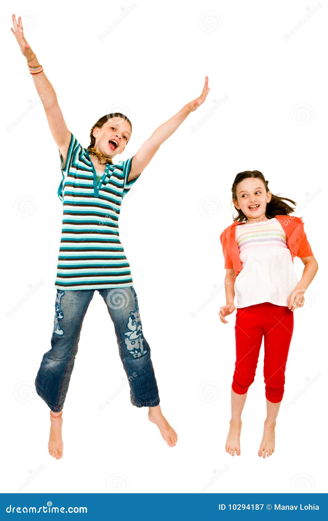 Excited girls jumping stock image. Image of excitement - 10294187