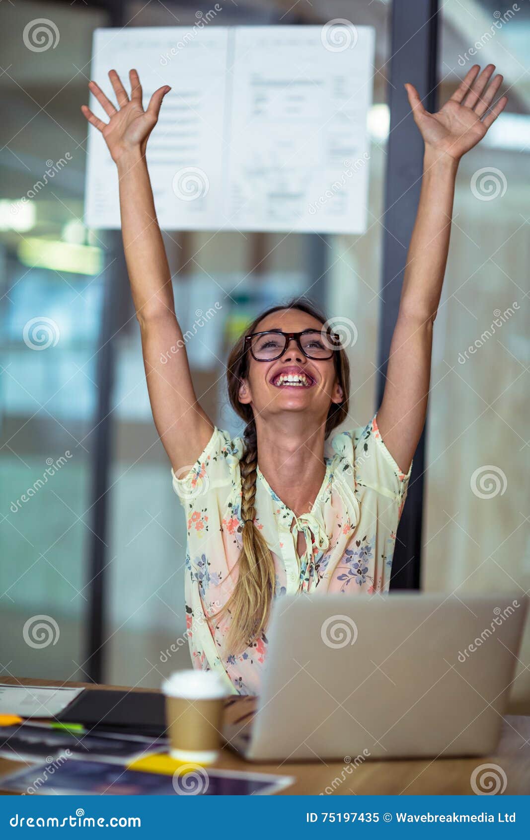 Excited Graphic Designer Sitting with Laptop Stock Image - Image of ...