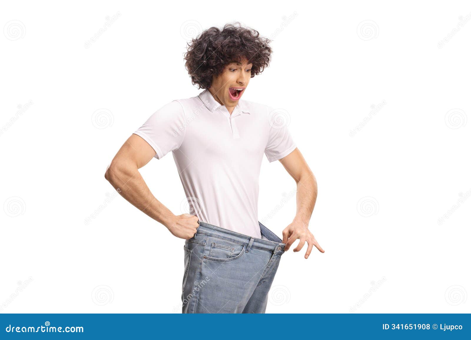 Excited Guy Looking Inside His Pants Stock Photo - Image of slimming ...
