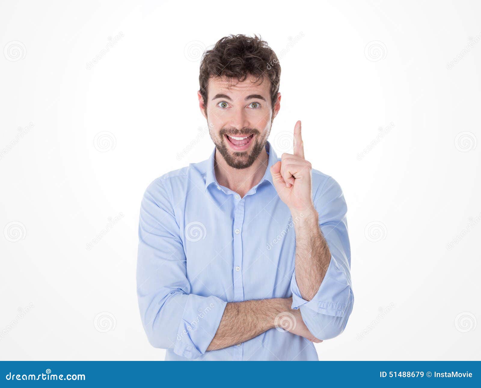 Excited Guy Pointing a Great Idea Stock Image - Image of inspiration ...