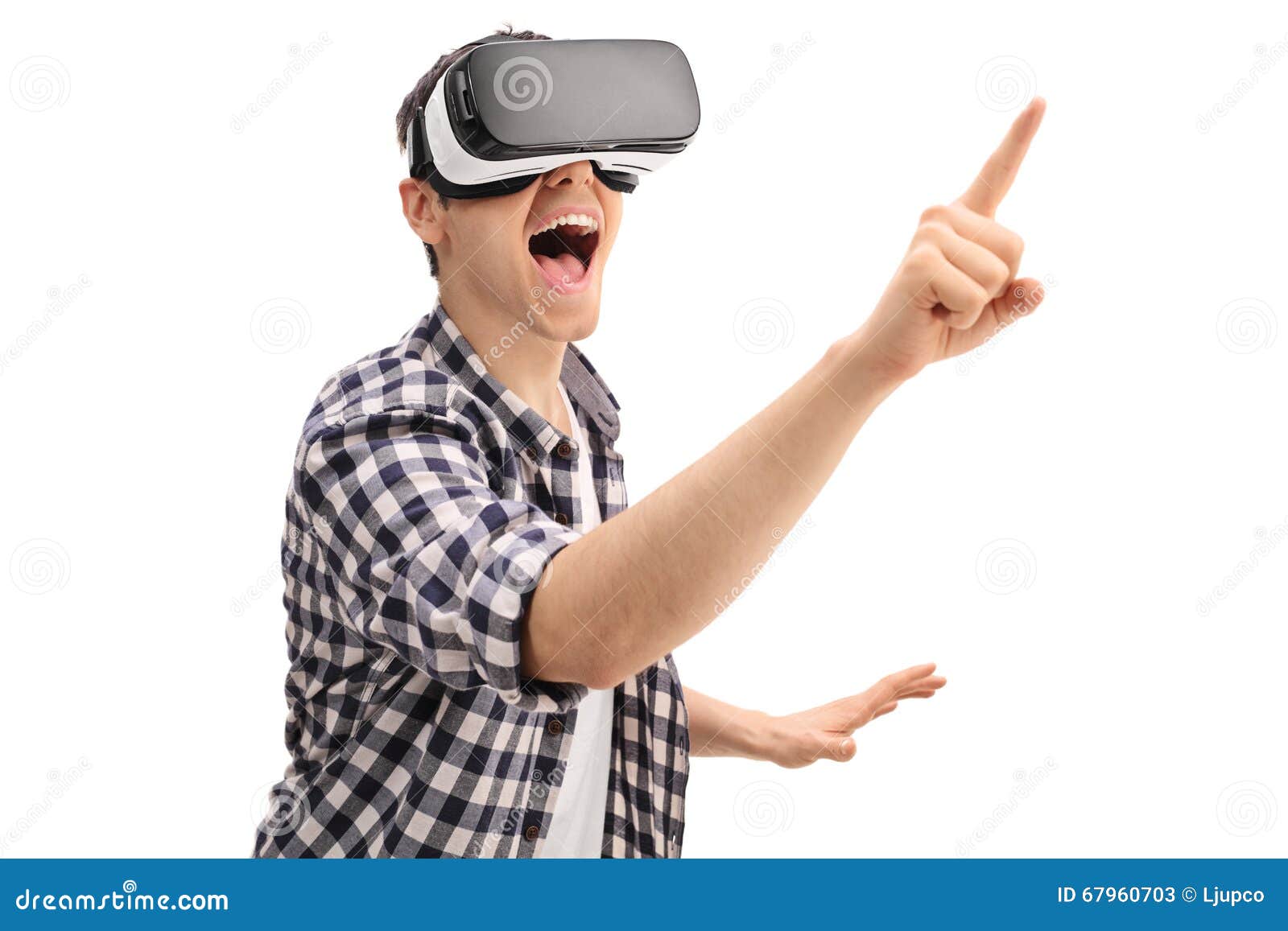 Excited Guy Using a VR Headset Stock Image - Image of expression ...