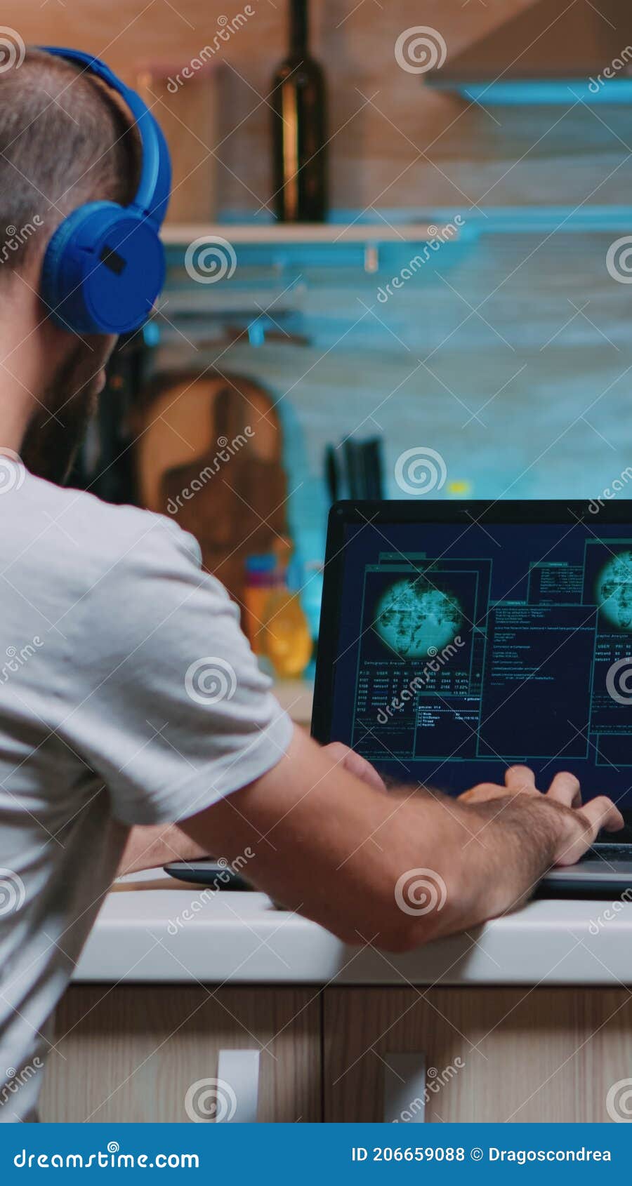 Excited Hacker Attacking the Government Server from Home Stock Photo ...