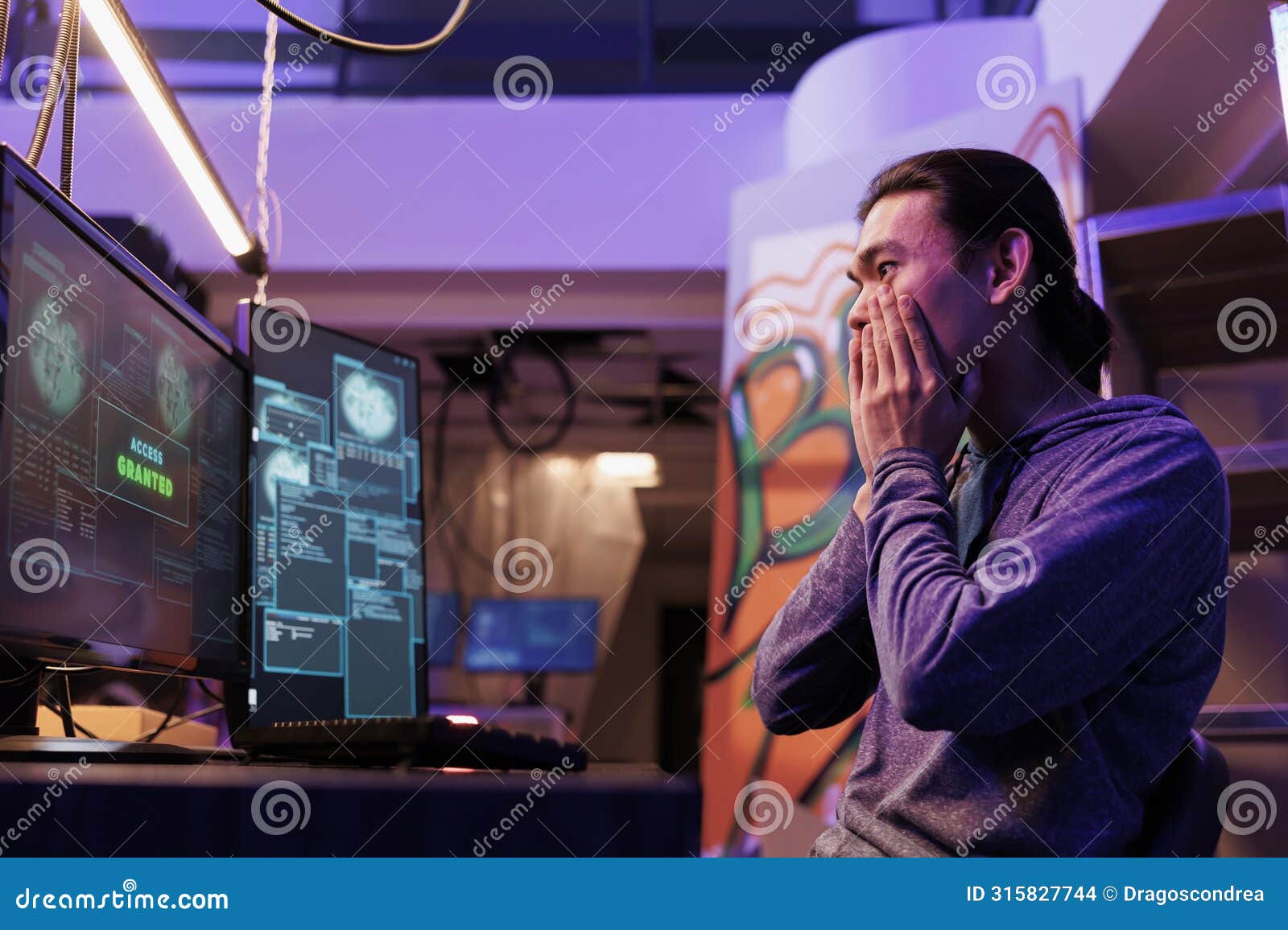 Excited Hacker Getting Access Granted Stock Photo - Image of malware ...