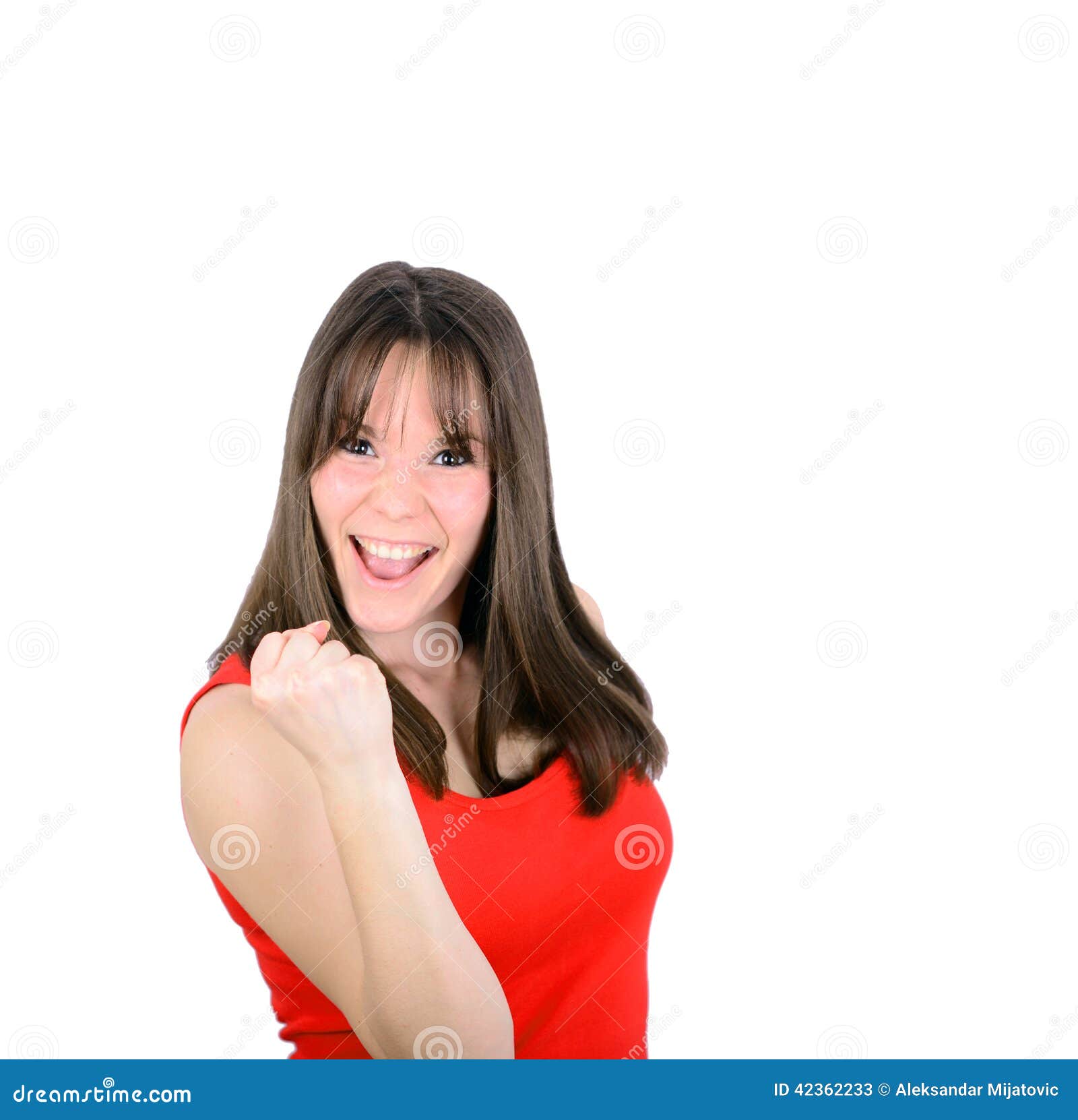 Excited Happy Success Young Woman With Fists Up Is Stock Image Image