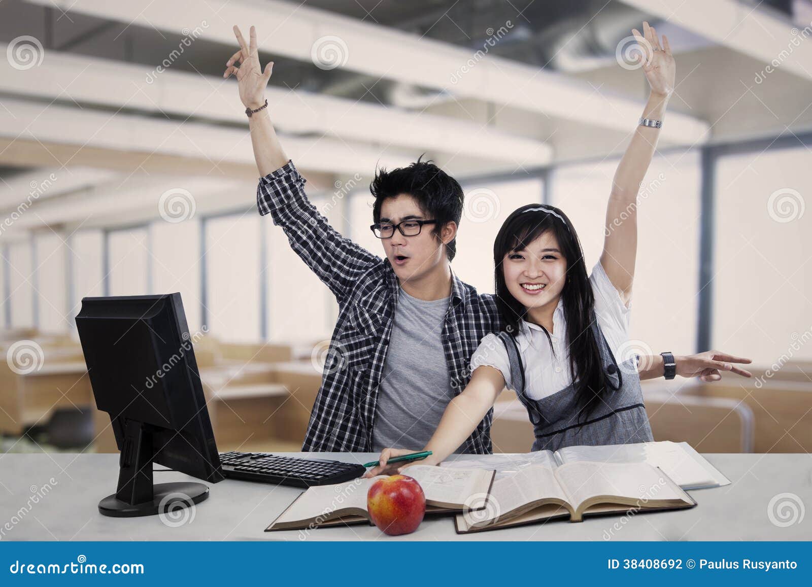 Excited High School Students At Class Stock Photo - Image: 38408692