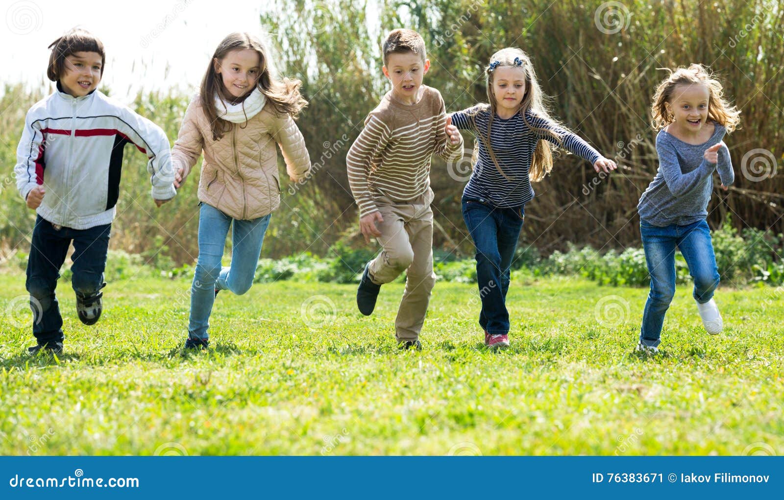 Excited Kids Full of Energy Stock Image - Image of park, community ...