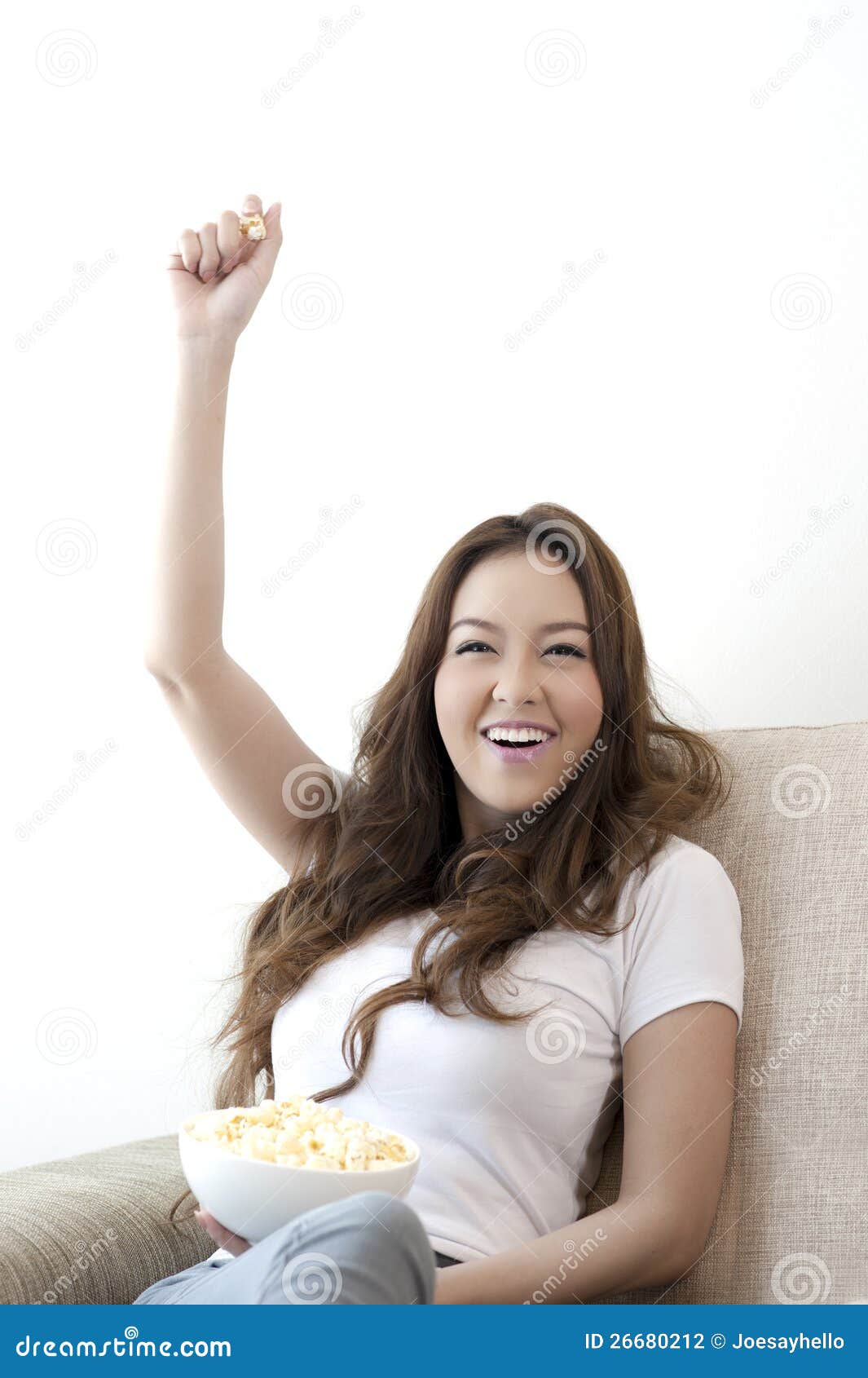 Excited lady stock photo. Image of home, casual, cute - 26680212