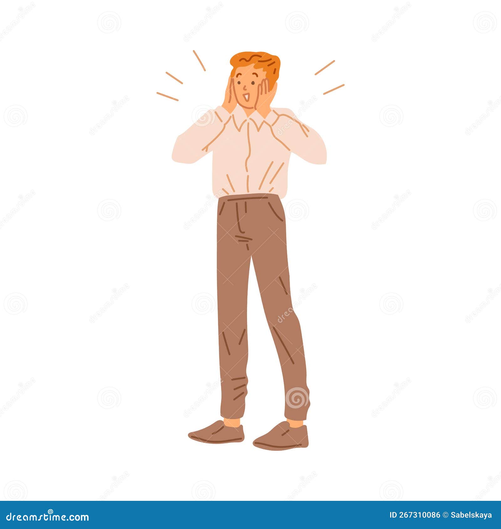 Excited Man, Emotion Expression Concept - Flat Vector Illustration ...