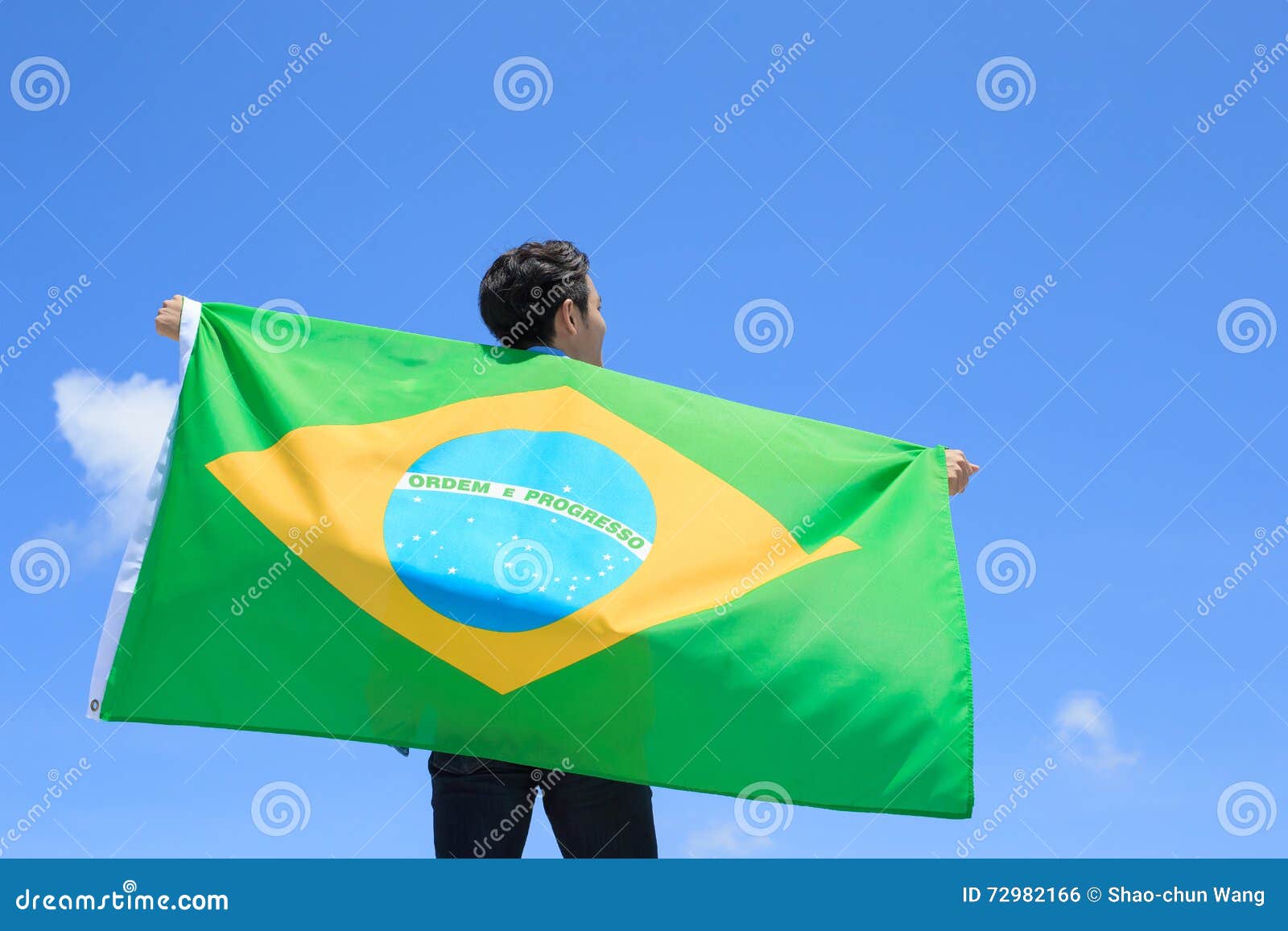 Excited Man Holding Brazil Flag Stock Photo - Image of outdoor, angle ...