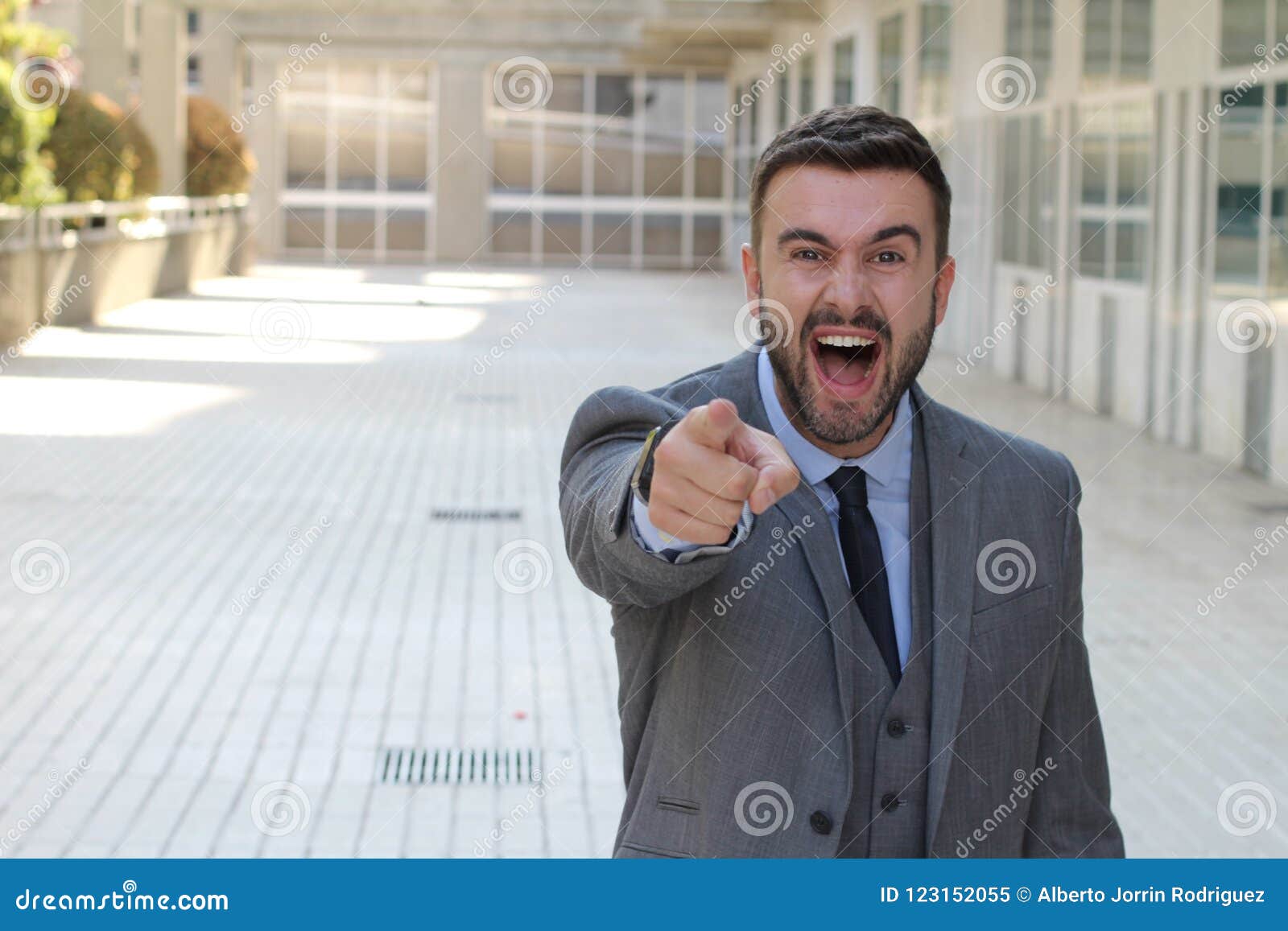 Excited Man Laughing and Pointing at Camera Stock Image - Image of ...