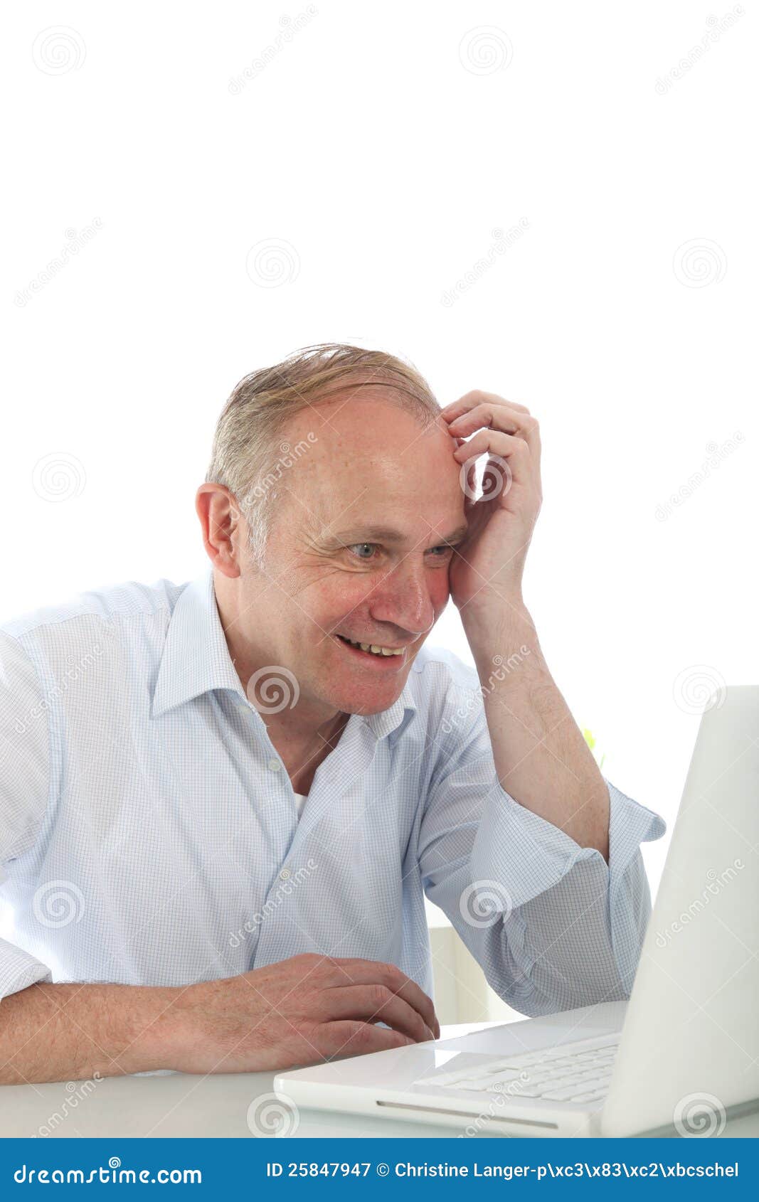 Excited Man Reading His Laptop Screen Stock Image - Image of portable ...