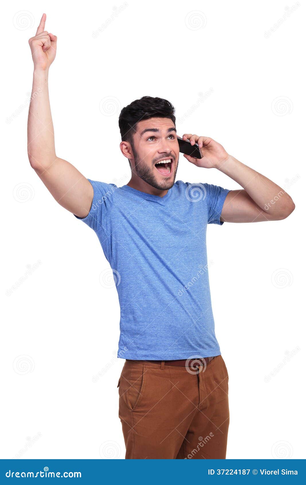 Excited Man Screaming while Talking on the Phone Stock Image - Image of ...
