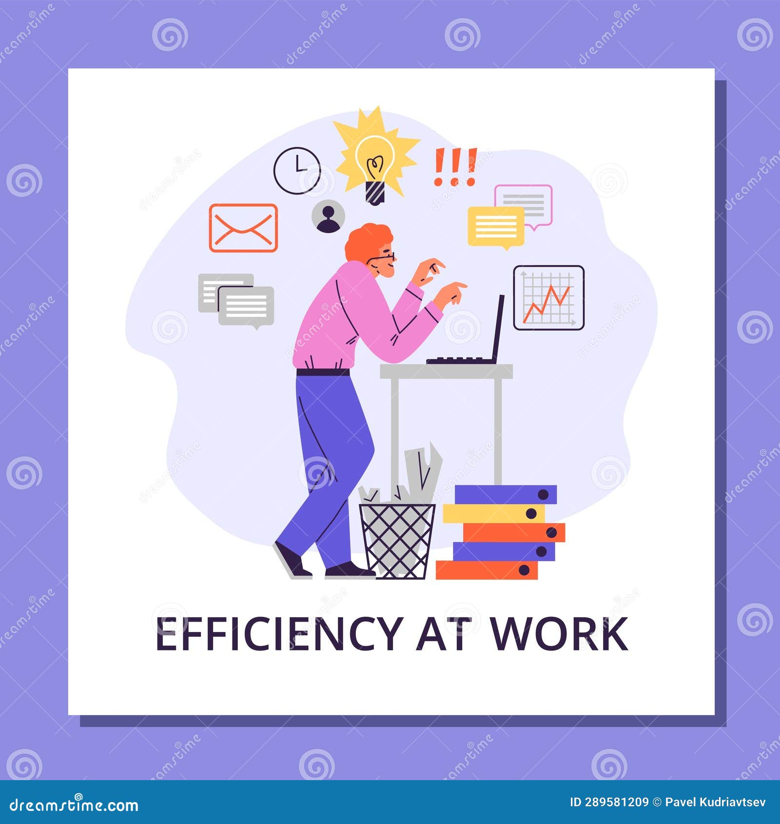 Excited Man Working at Standing Table, Concept of Efficiency at Work ...