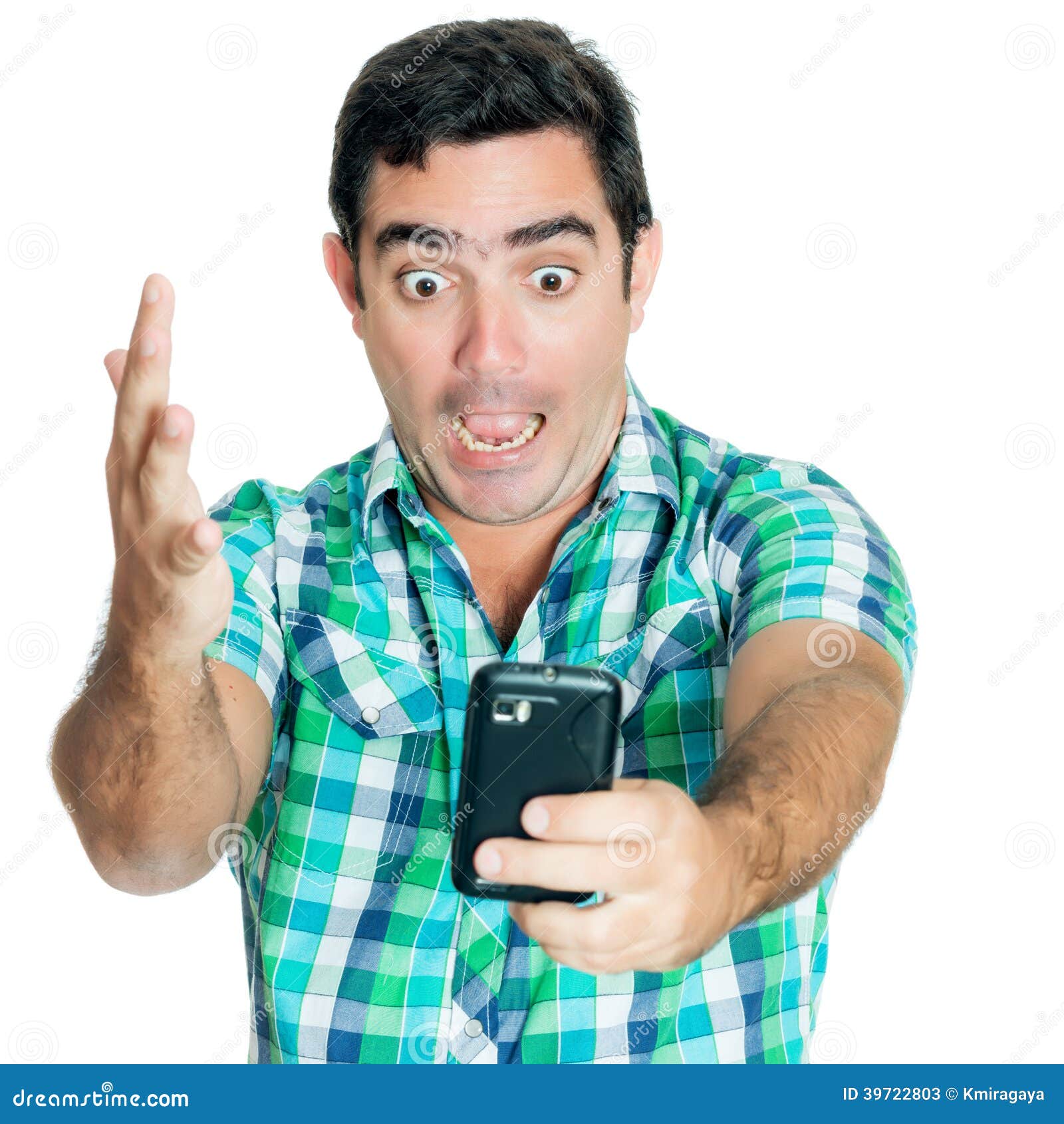 Excited Man Yelling at His Phone Stock Image - Image of communication ...