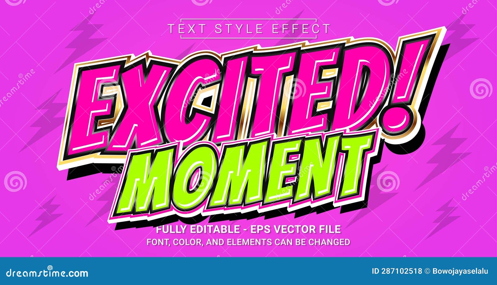 Excited Moment Text Style Effect. Editable Graphic Text Template Stock ...