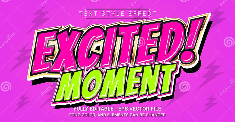Excited Moment Text Style Effect. Editable Graphic Text Template Stock ...