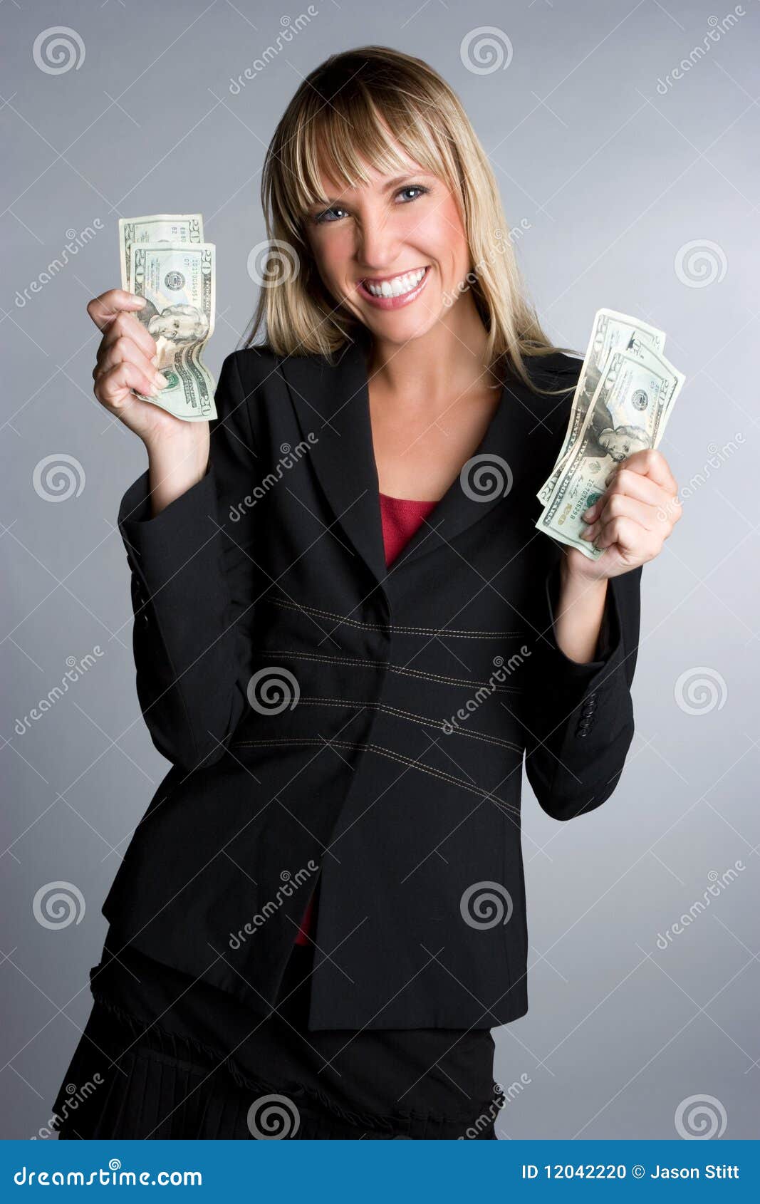 Excited Money Woman stock photo. Image of hands, hair - 12042220