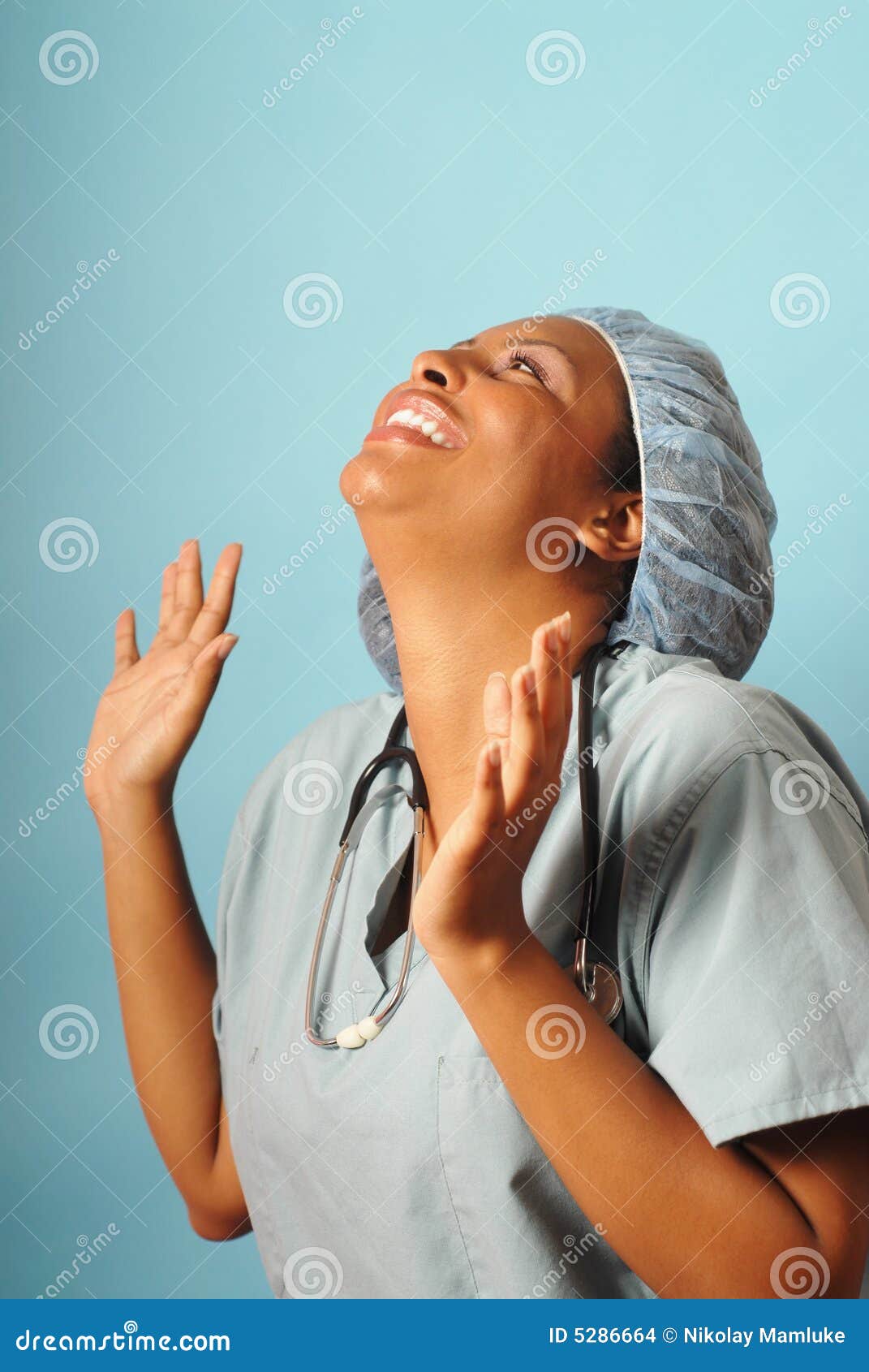 Excited nurse rejoicing stock photo. Image of healthcare - 5286664