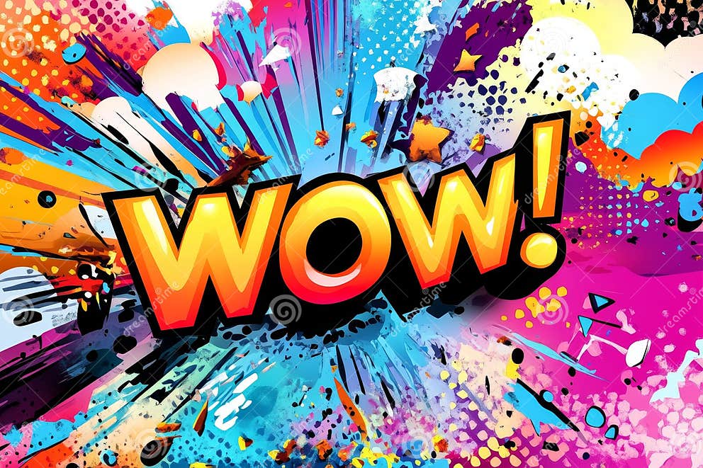 Excited in Pop Art Style, with a WOW Text. Stock Image - Image of rays ...