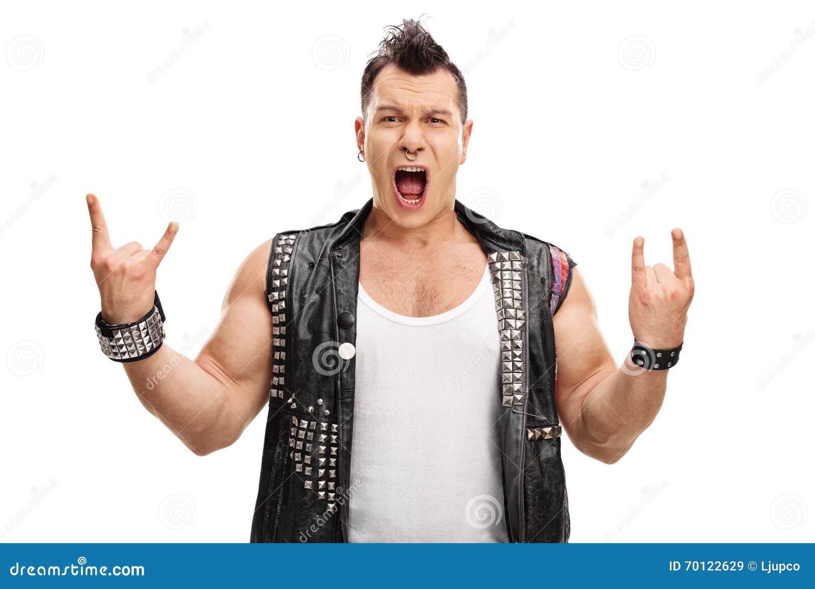 Excited Punk Rocker Making Rock Gesture Stock Image - Image of punk ...