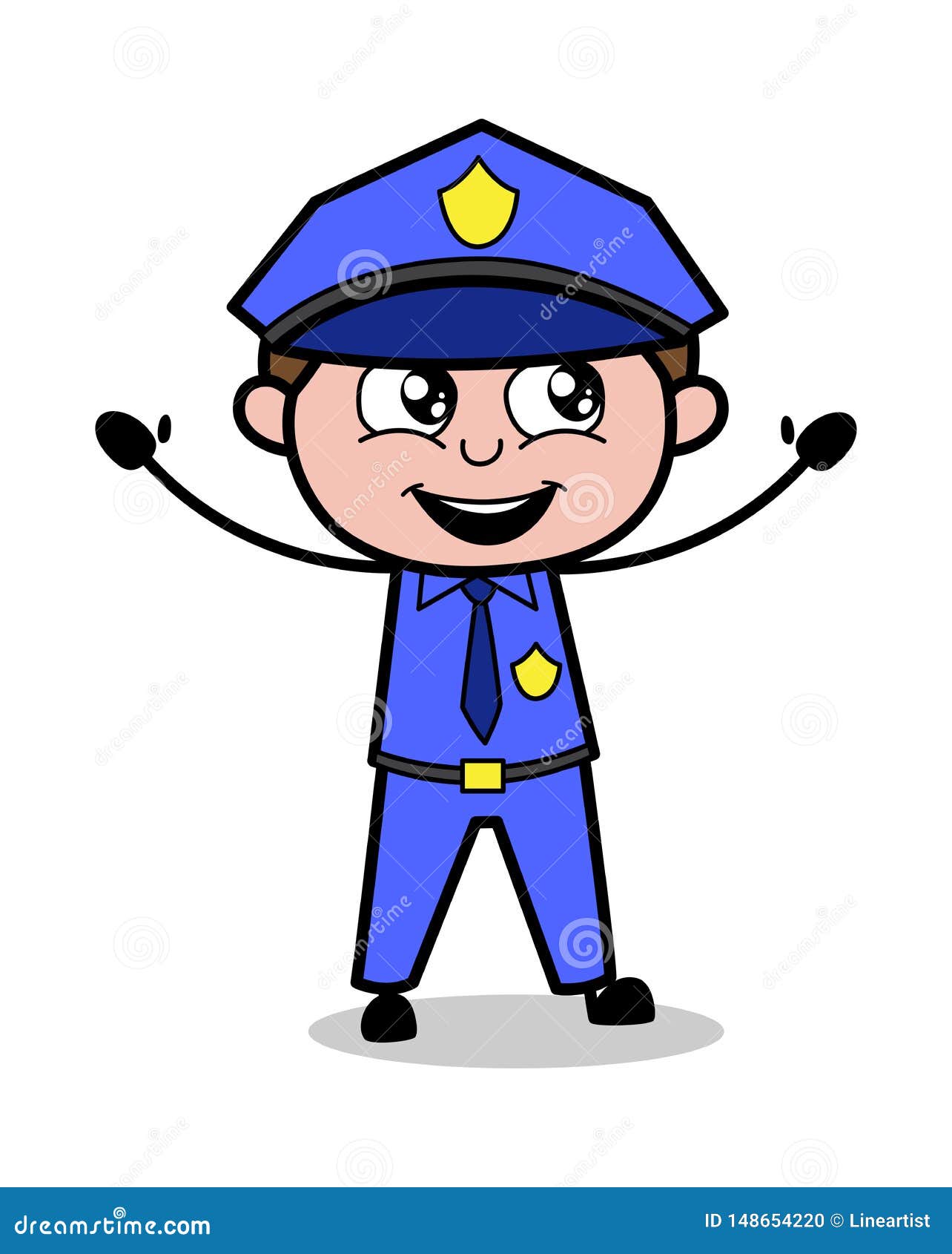 Excited - Retro Cop Policeman Vector Illustration Stock Illustration ...