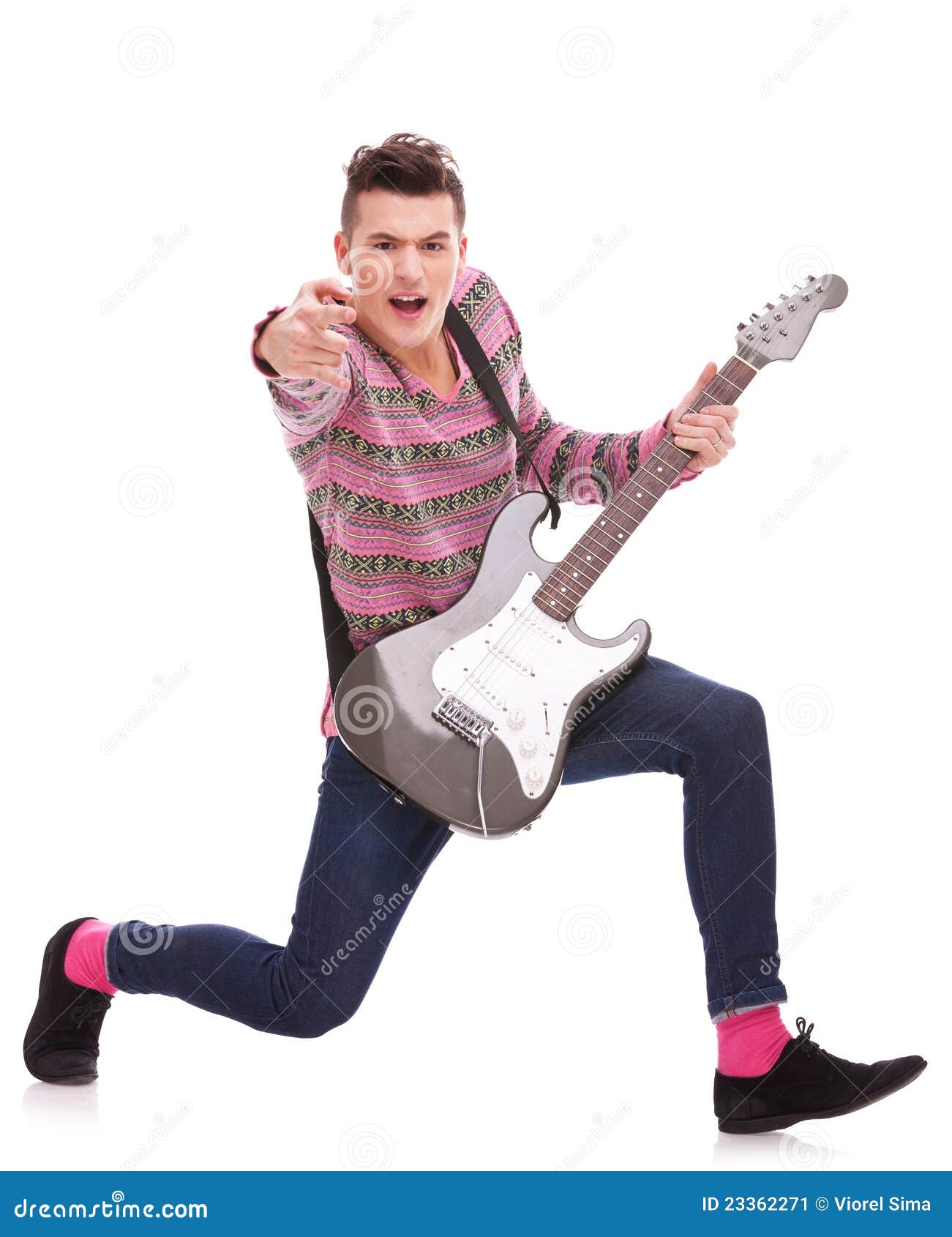 Excited Rock Star Pointing To the Camera Stock Image - Image of scream ...