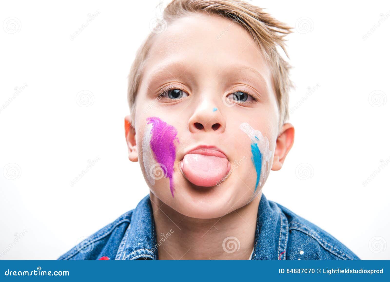 Excited schoolboy artist stock photo. Image of painting - 84887070