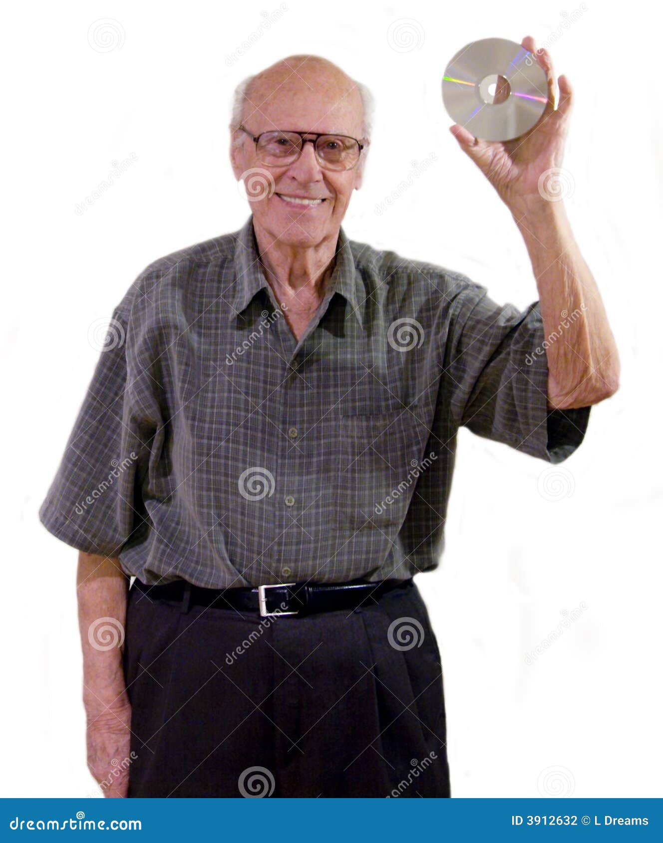 Excited Senior Holds a Cd-rom Stock Photo - Image of aging, geek: 3912632