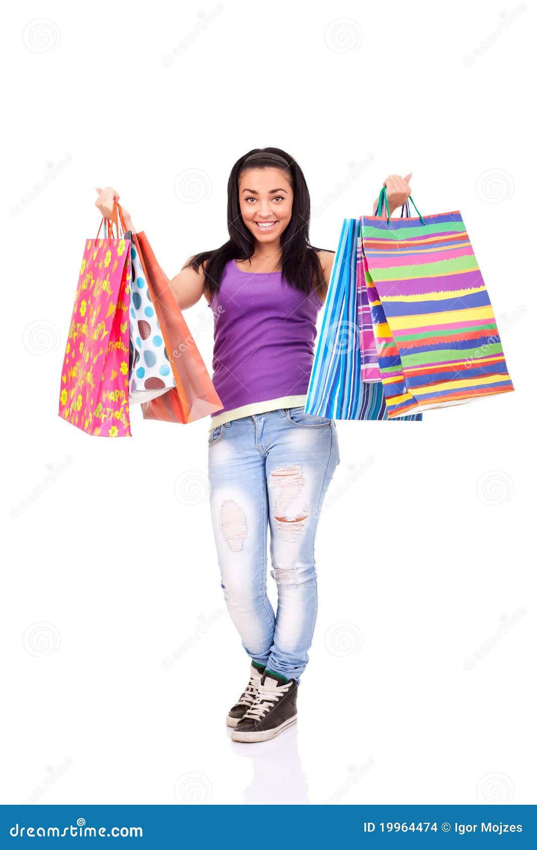 Excited shopping girl stock photo. Image of shop, shopaholic - 19964474