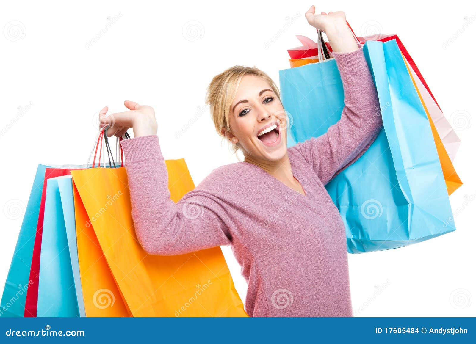Excited Shopping Woman stock photo. Image of cute, blond - 17605484