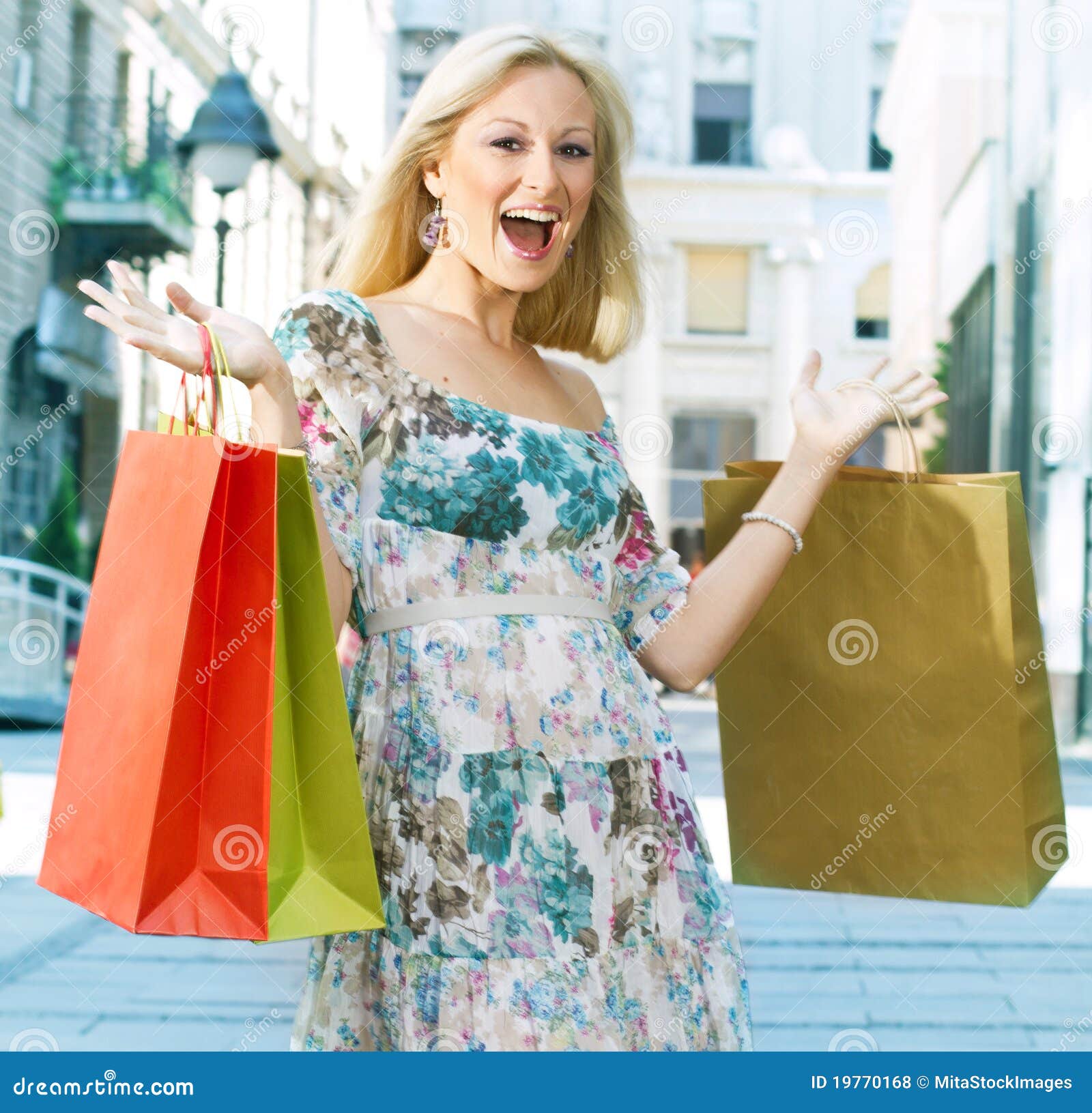 Excited shopping woman stock photo. Image of buying, consumerism - 19770168