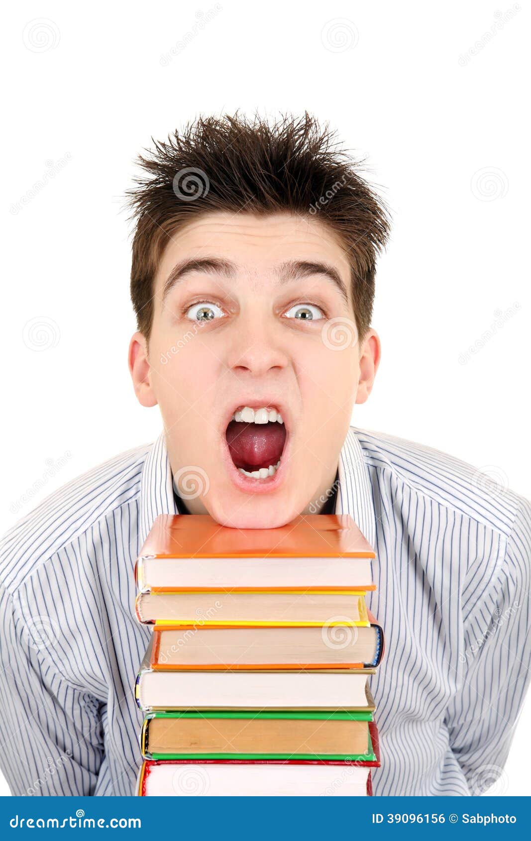 Excited Student with the Books Stock Photo - Image of isolated ...