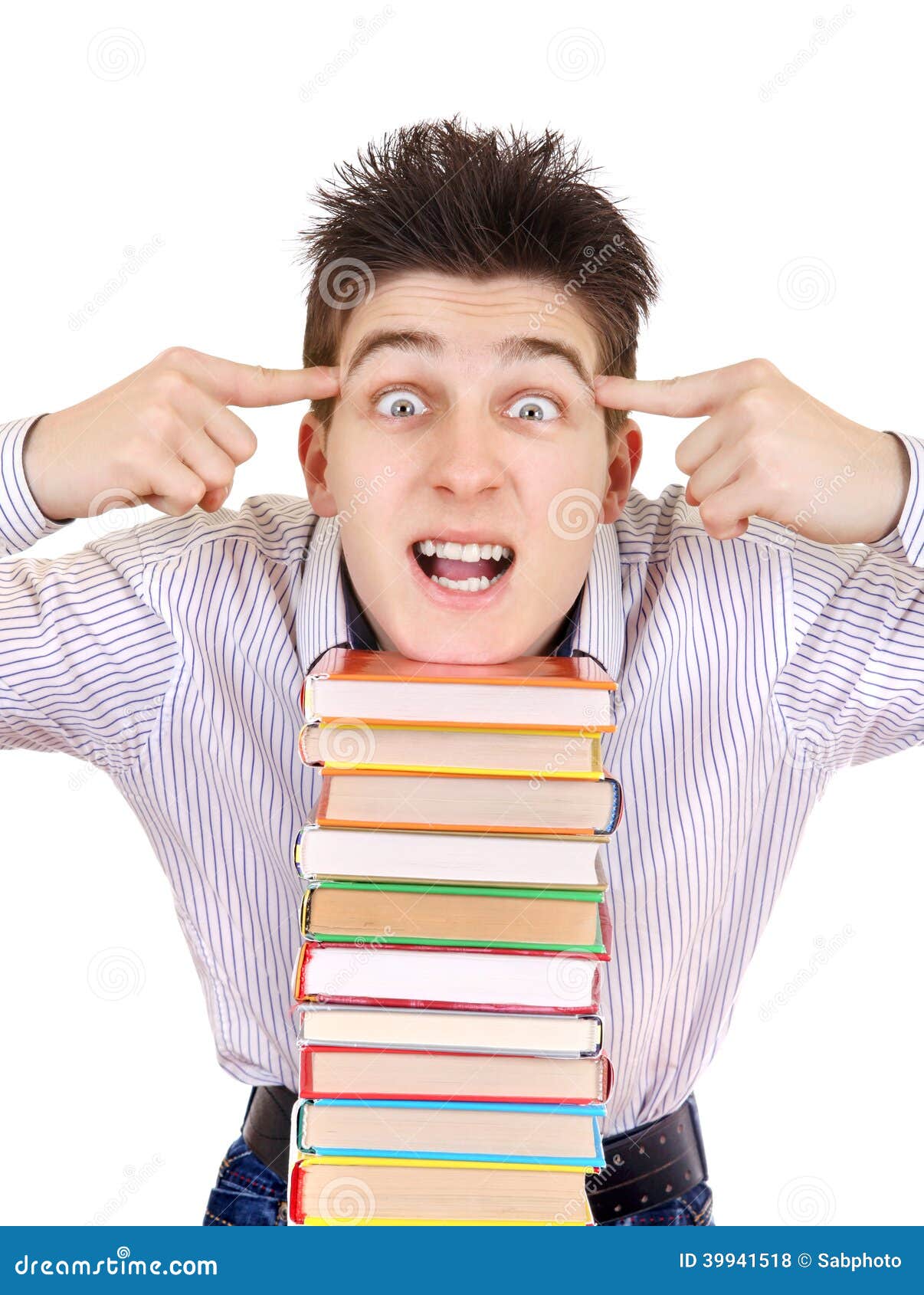 Excited Student with the Books Stock Photo - Image of adolescence ...