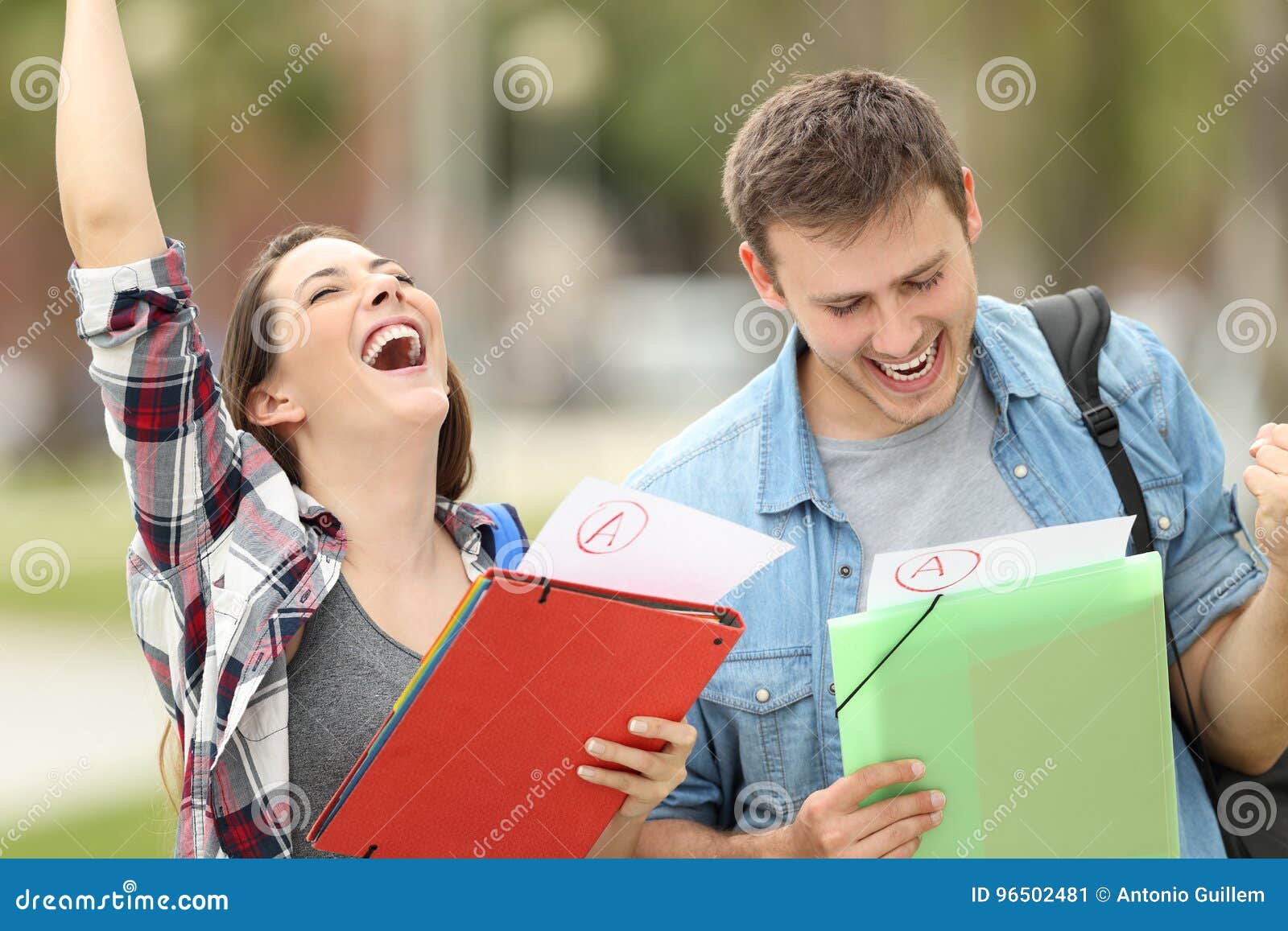 Excited Students with Approved Exams Stock Image - Image of background ...
