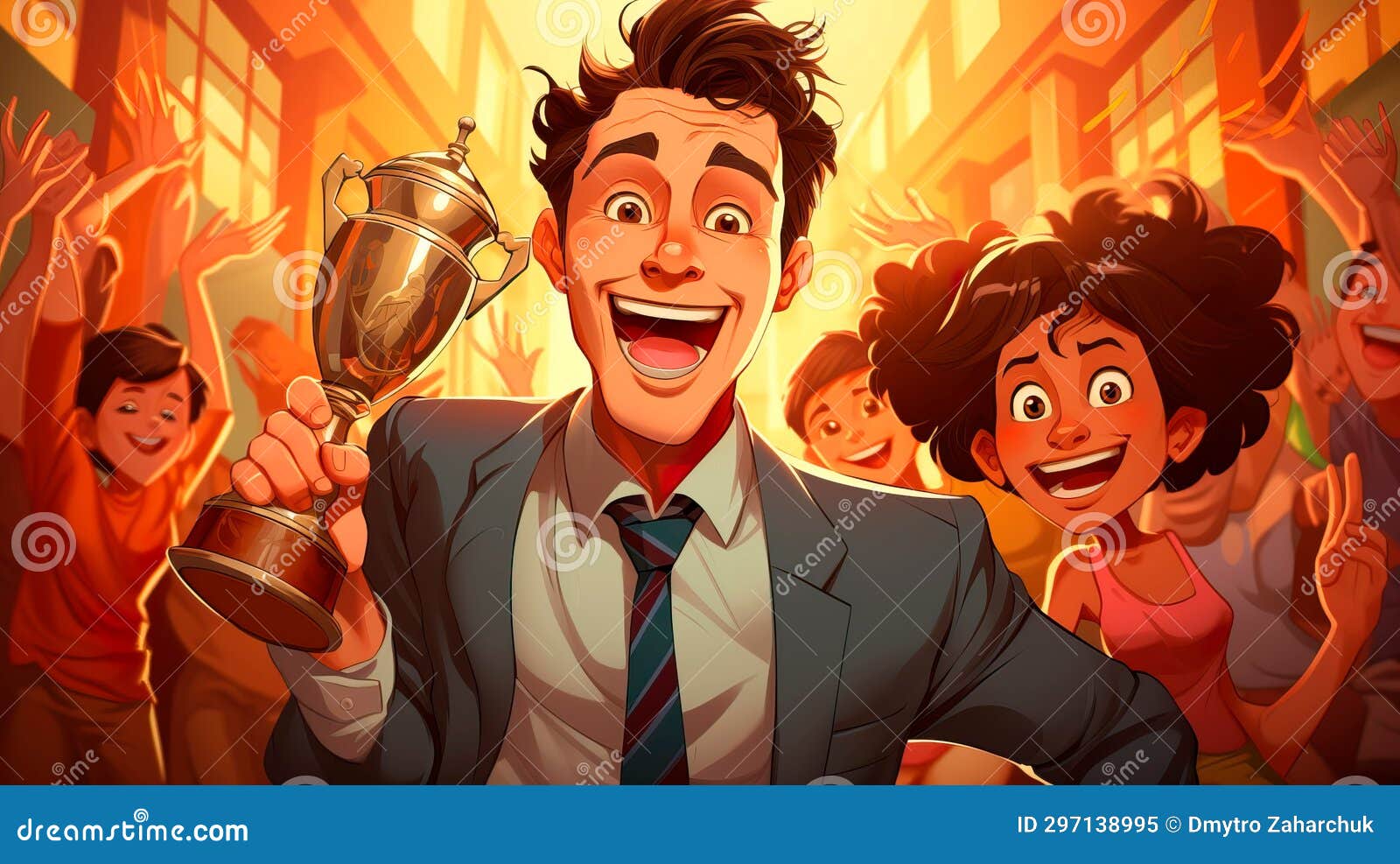 Excited Students Raising Hands In Classroom Illustration For ...