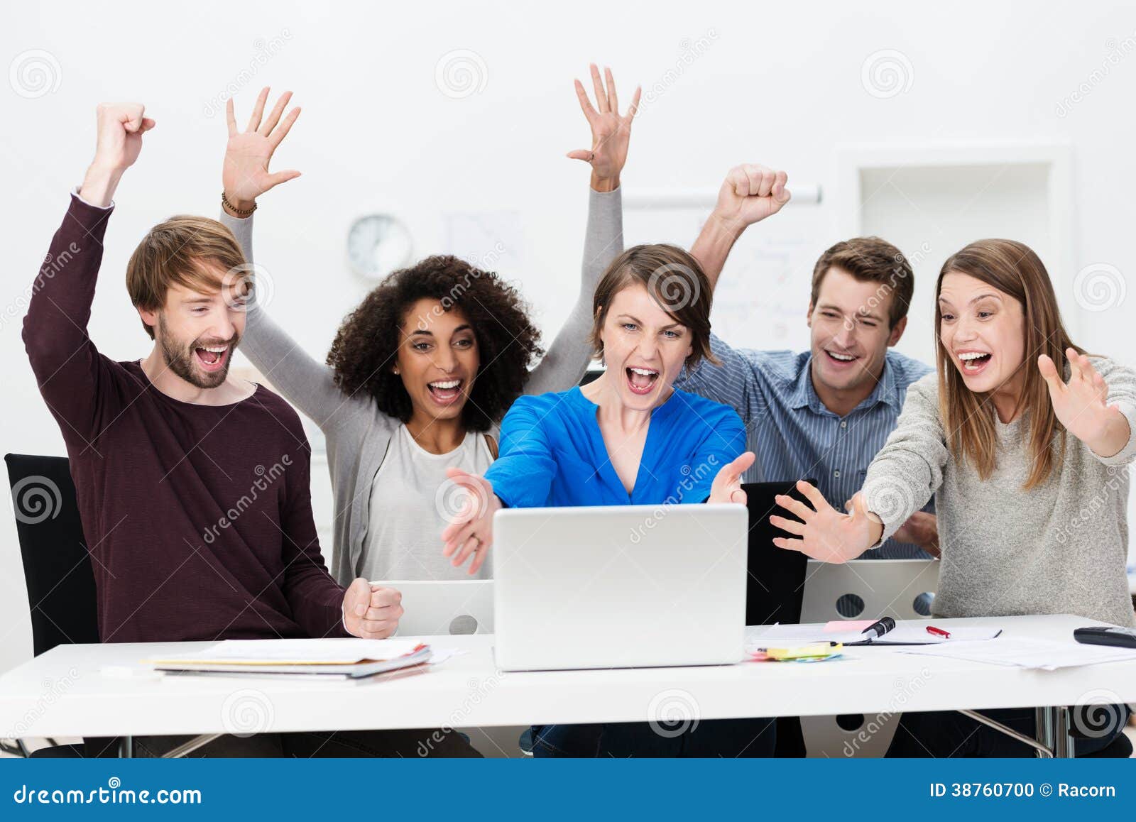 Excited Successful Business Team Cheering Stock Photo - Image of ...