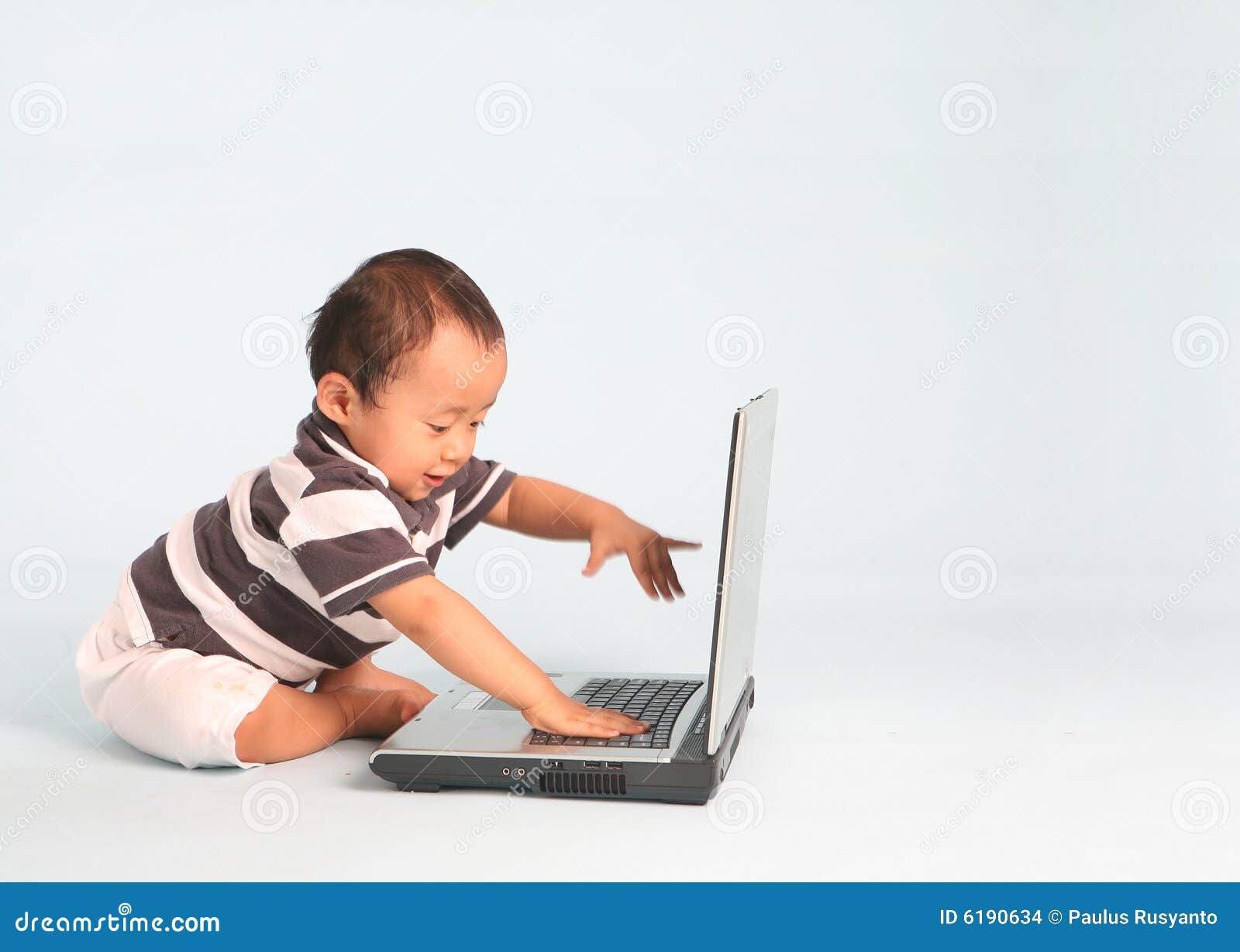 Excited Toddler Using a Laptop Stock Photo - Image of future, asian ...