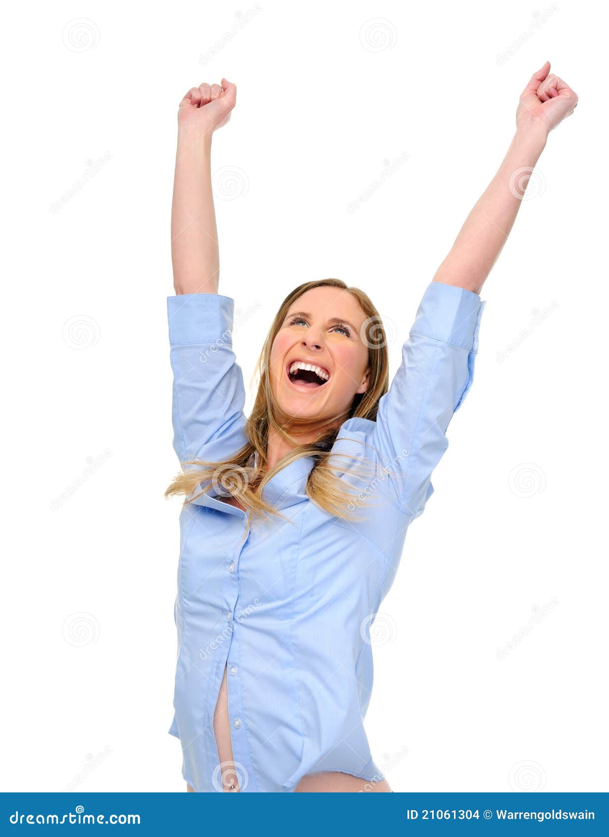 Excited woman stock photo. Image of raised, gesture, triumphant - 21061304