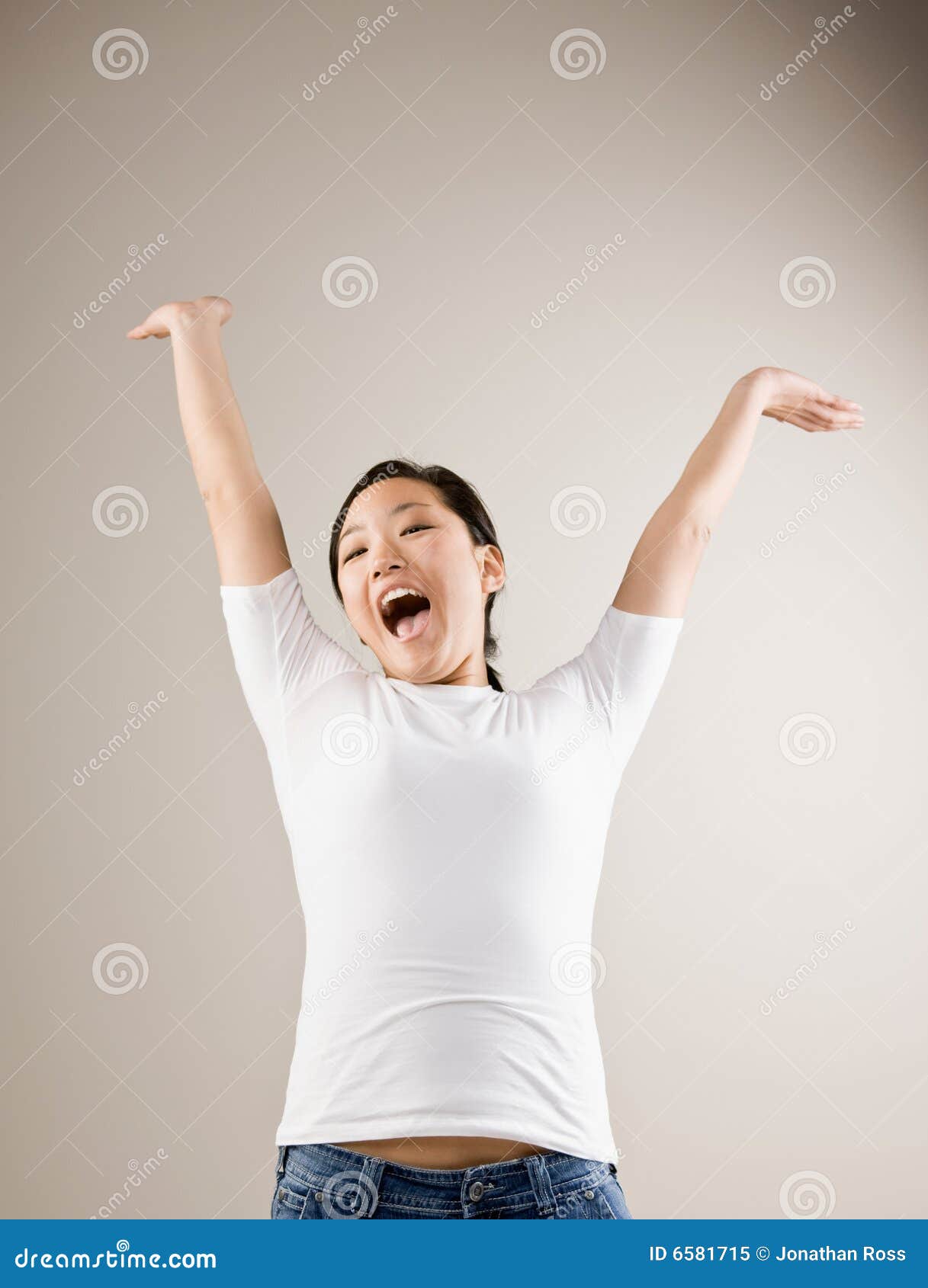 Excited woman cheering stock image. Image of festivity - 6581715