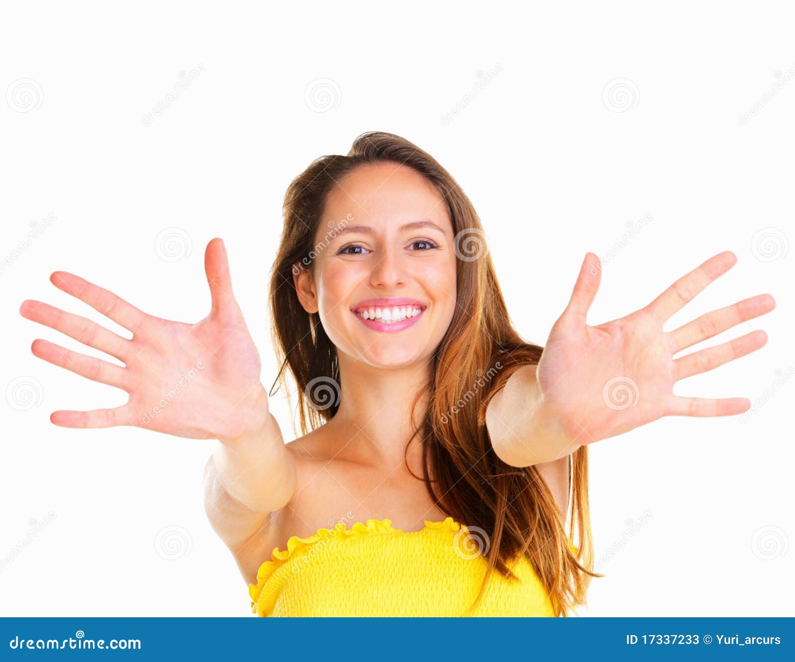 Excited Woman Extending Her Arms Stock Image - Image of female ...