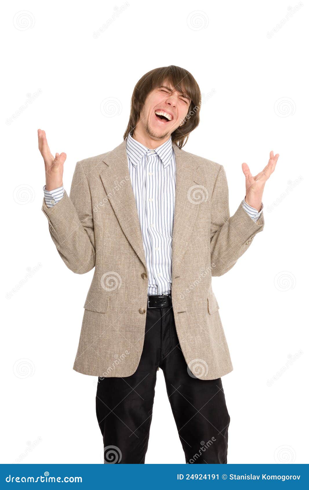 Excited young business man stock image. Image of arms - 24924191