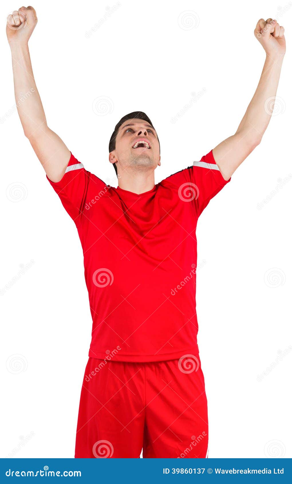 Excited Young Football Player Cheering Stock Image - Image of ...