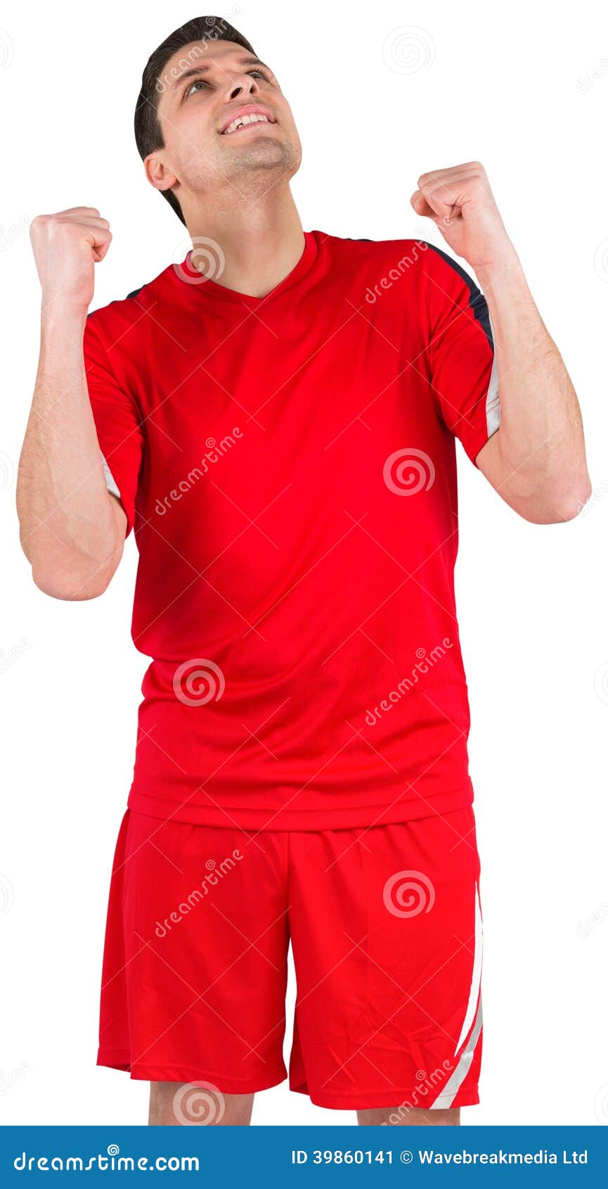 Excited Young Football Player Cheering Stock Image - Image of soccer ...