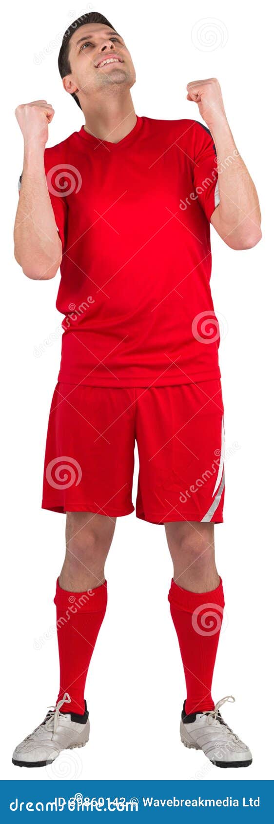 Excited Young Football Player Cheering Stock Photo - Image of handsome ...
