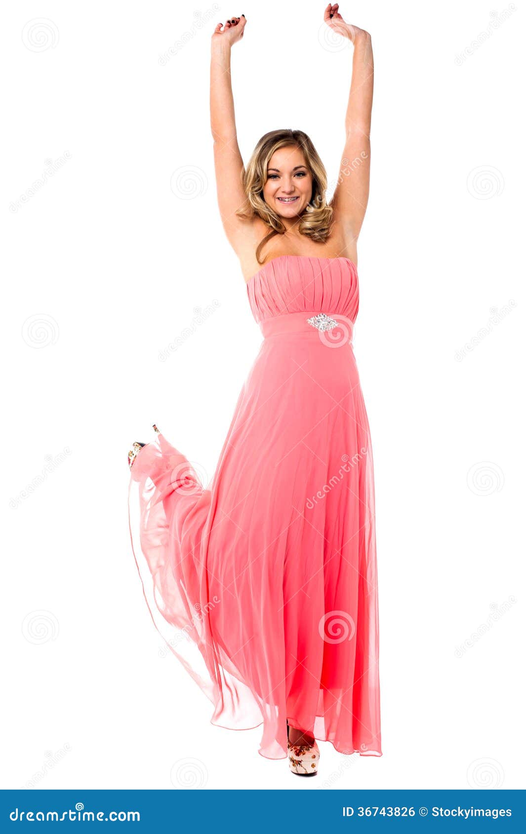 Excited Young Girl Raising Her Hands Stock Photo - Image of charming ... Excited Young Girl Raising Her Hands Stock Photo - Image of charming ...